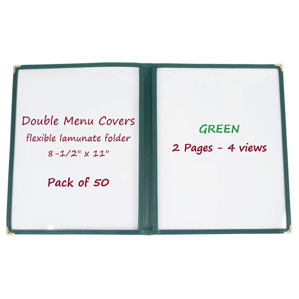 (Pack of 50) Double Fold Menu Covers Laminate Plastic Two Pages ...