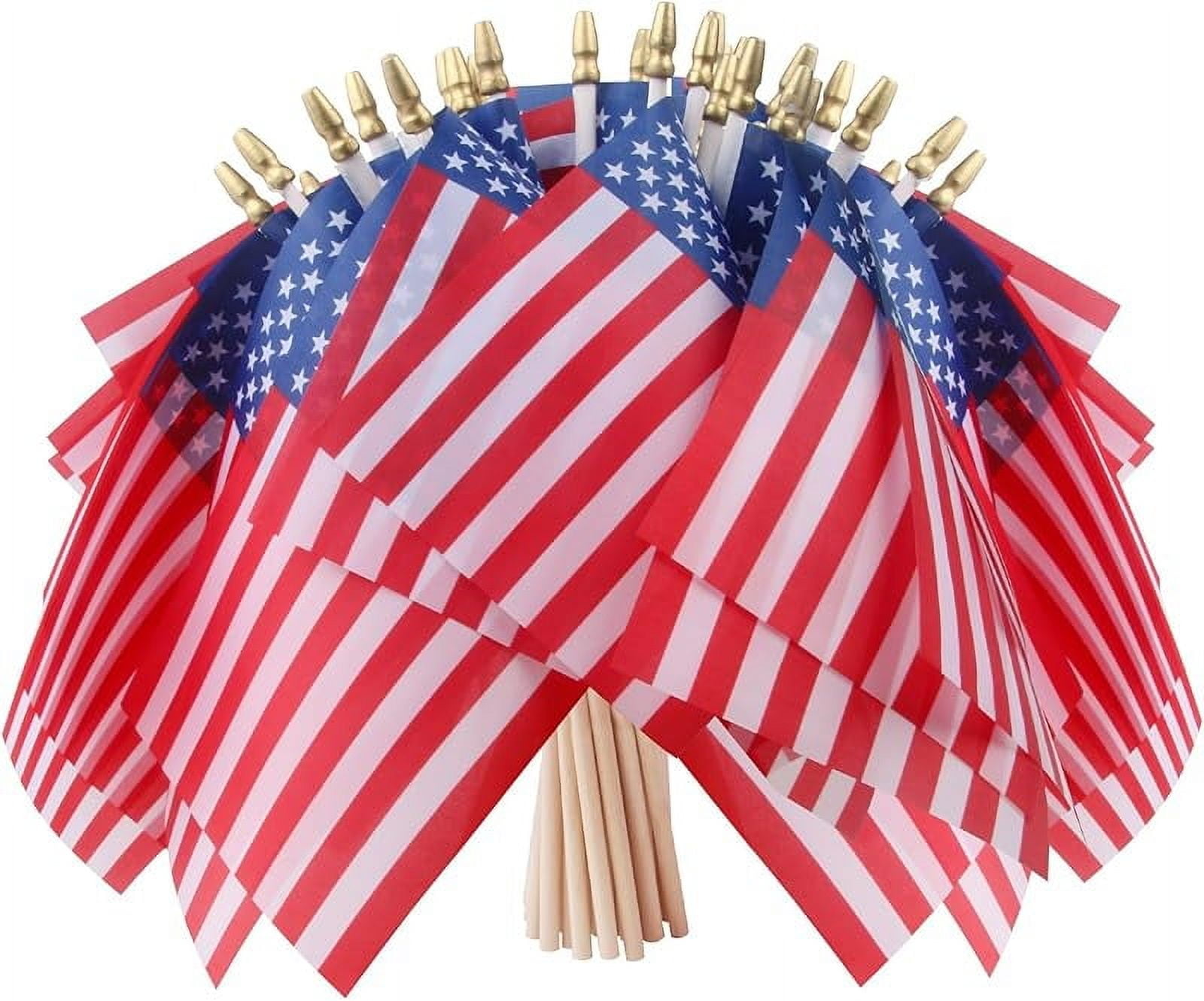 Pack of 50 Small American Flags with Sticks, 4x6 Inch Mini Handheld US ...