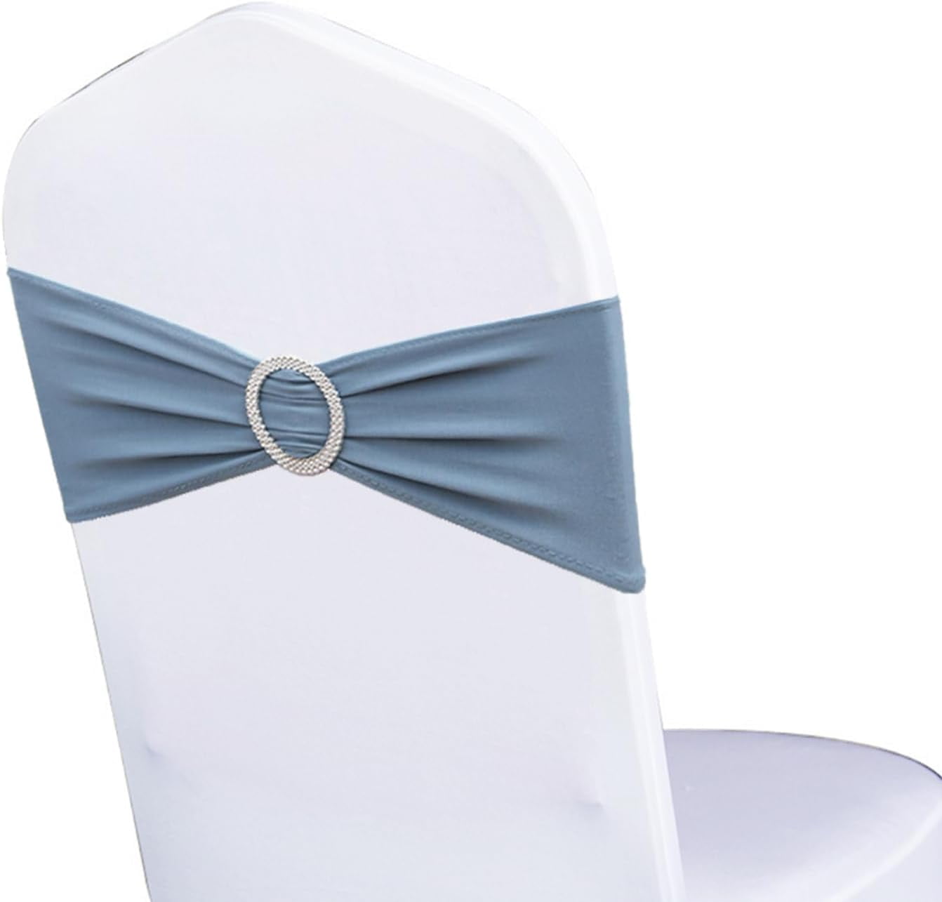 Pack of 50 Stretch Dusty Blue Chair Sashes for Wedding, Elastic Lycra ...