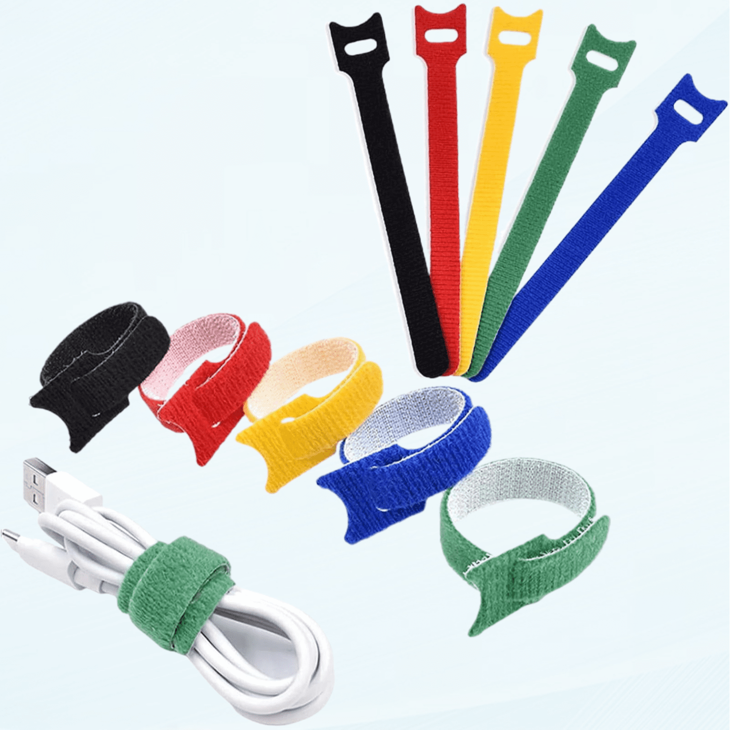 Pack of 50 Velcro Ties Nylon Reusable Velcro Cable Ties Resealable for ...