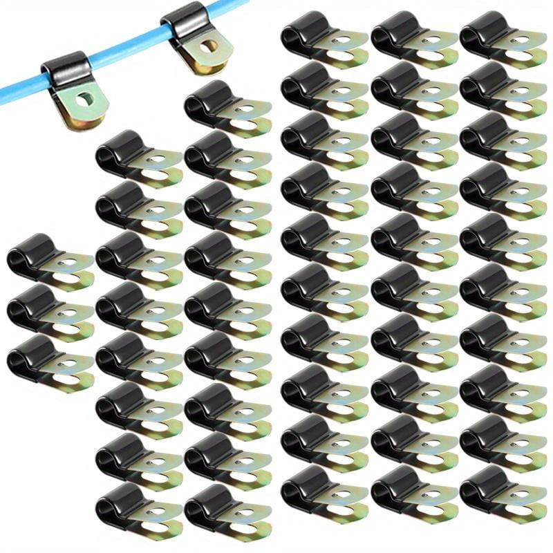 Pack Of 50 Vinyl Coated Cable Clamps Galvanized Steel Cable Metal Wire ...