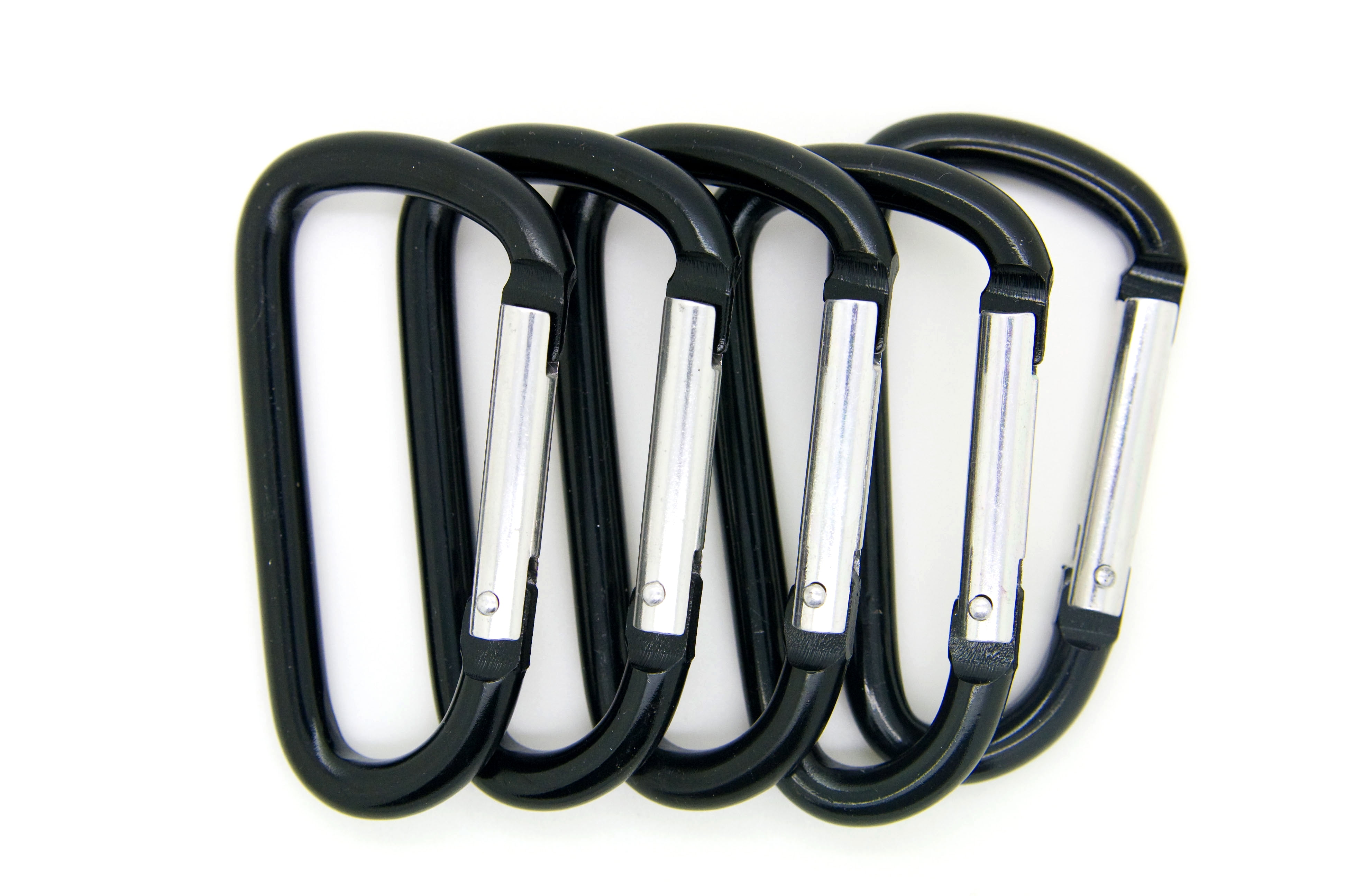 Pack 50 pcs - 3 inch Black Aluminum Carabiner D Shape Buckle Pack ...