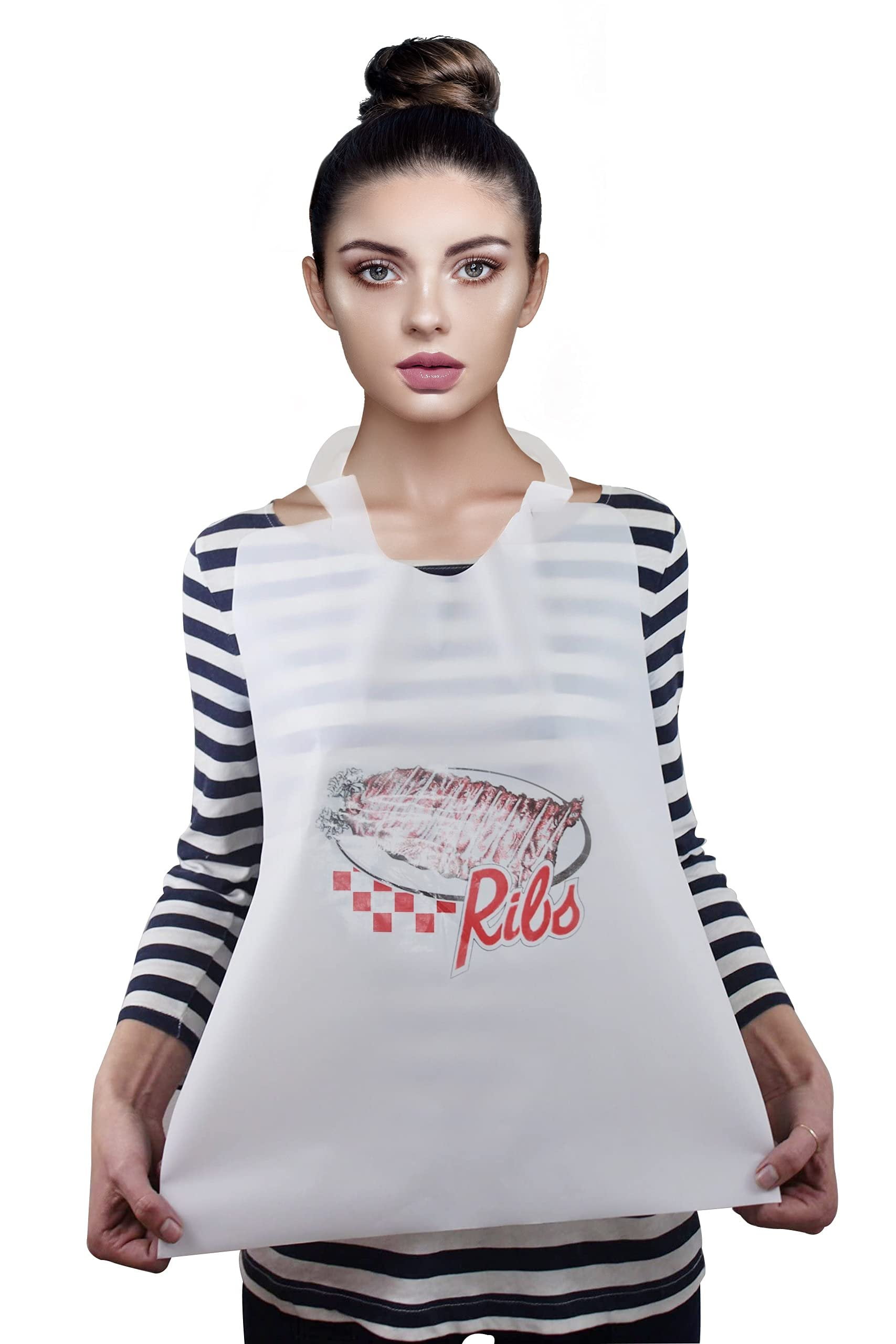 Pack of 500 Ribs Design Bibs 15.5 x 20 with Ties Thickness 1.375 Mil ...