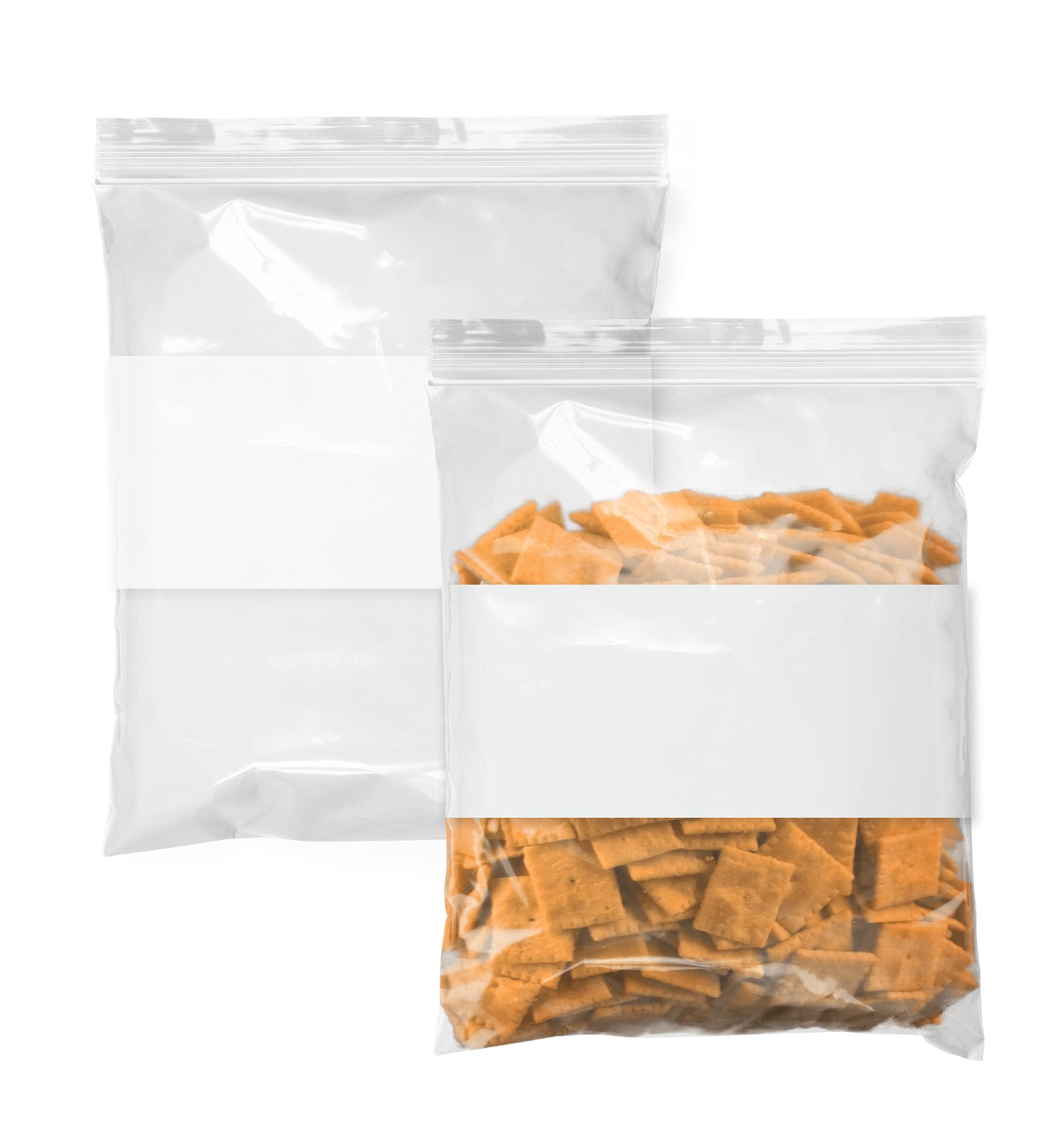 White Block Zipper Bags, 4 Mil Ultra Thick Write-On, 500 Count, 12 x 15 ...
