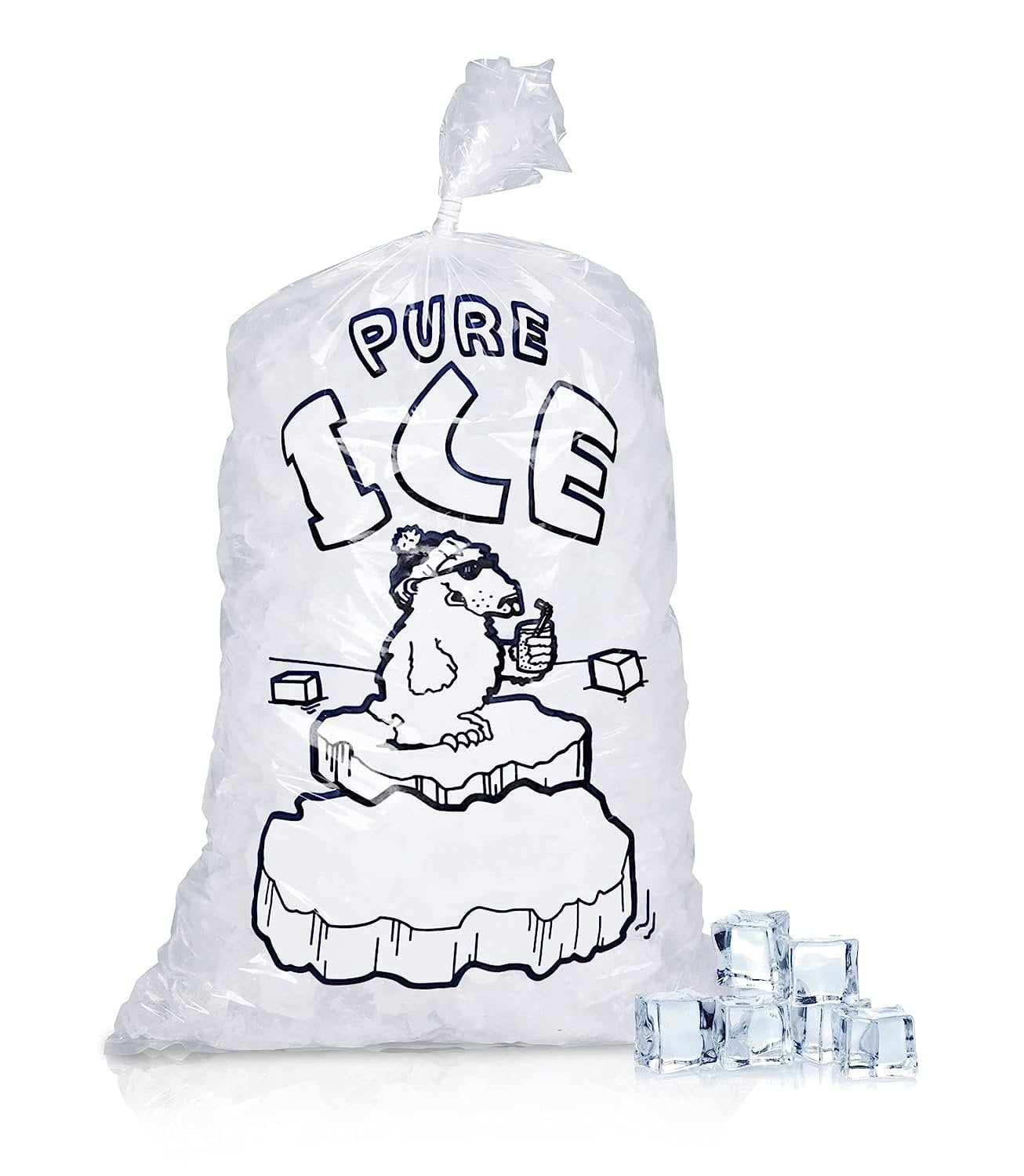 Pack of 500 Wicket Ice Bags 14.25 x 28 + 4. Polar Bear Printed Icebags ...