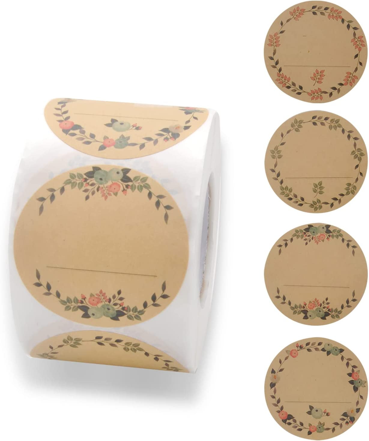 Pack of 500 self-adhesive labels, VOSSOT gift stickers, kraft paper ...