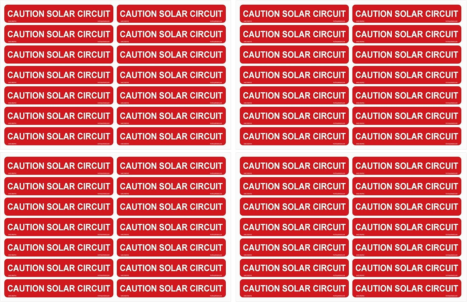 Pack of 56 | Caution Solar Circuit Stickers | Decals | Labels | PV ...