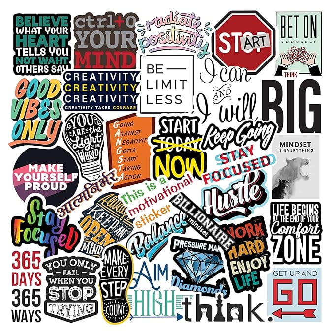 Pack Of 58 - Motivation Inspiration Stickers For Laptop - Waterproof ...