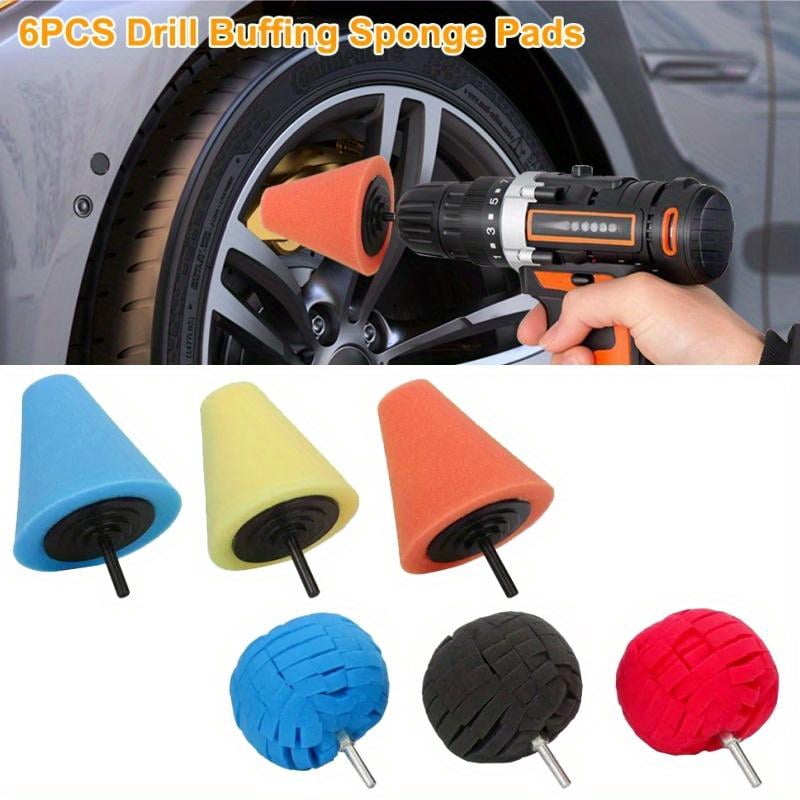Pack Of 6 Car Wheel Hub Drill Buffing Sponge Pads Kit,3 Inch Shank ...