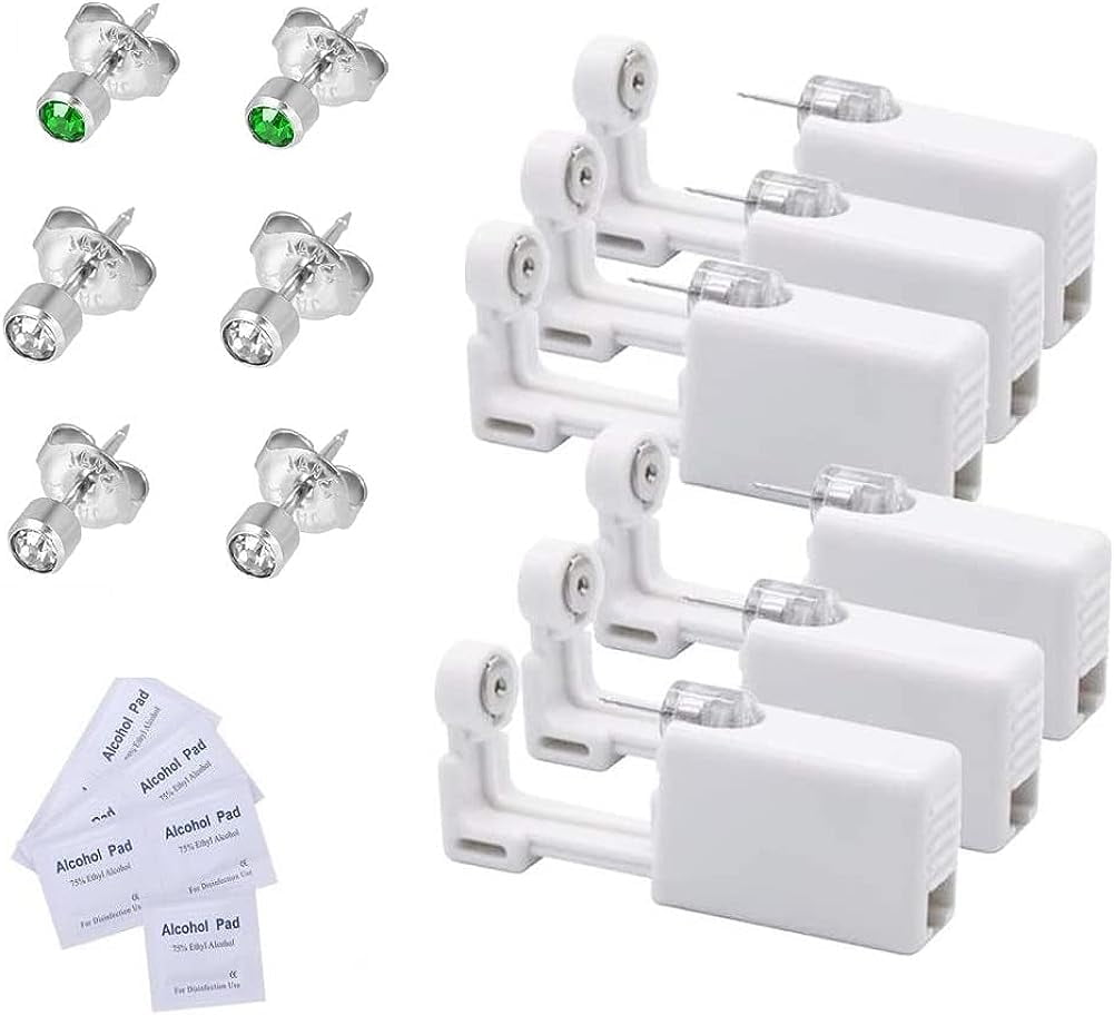 Pack of 6 Ear Piercing Gun, Disposable Sterile Safety Ear Nose Piercing ...