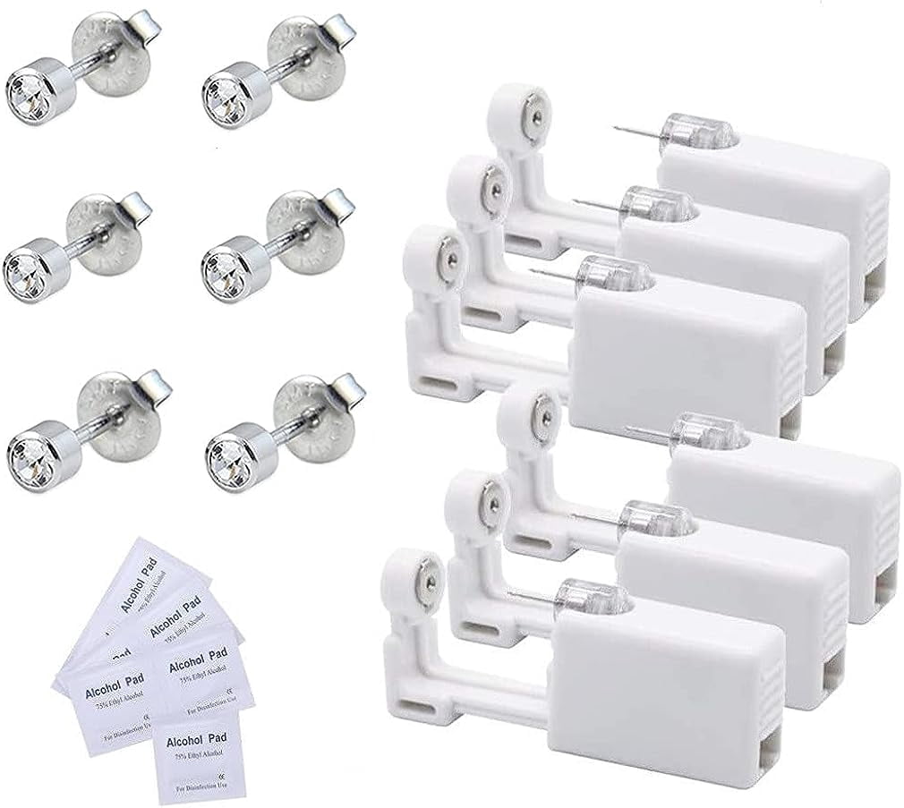 Pack of 6 Ear Piercing Gun, Disposable Sterile Safety Ear Nose Piercing ...