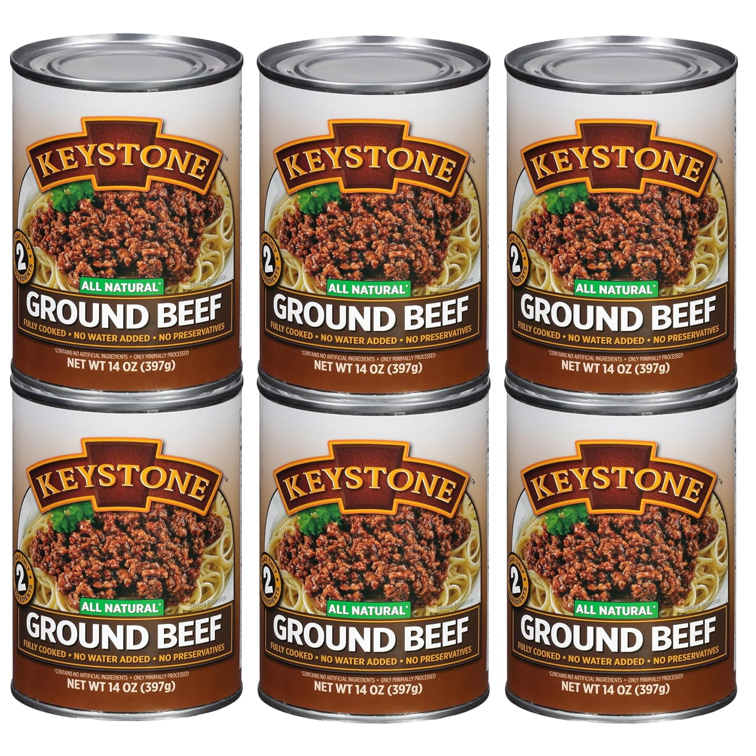 (Pack of 6) Keystone Meats All Natural Precooked Ground Beef, 14 Ounce ...