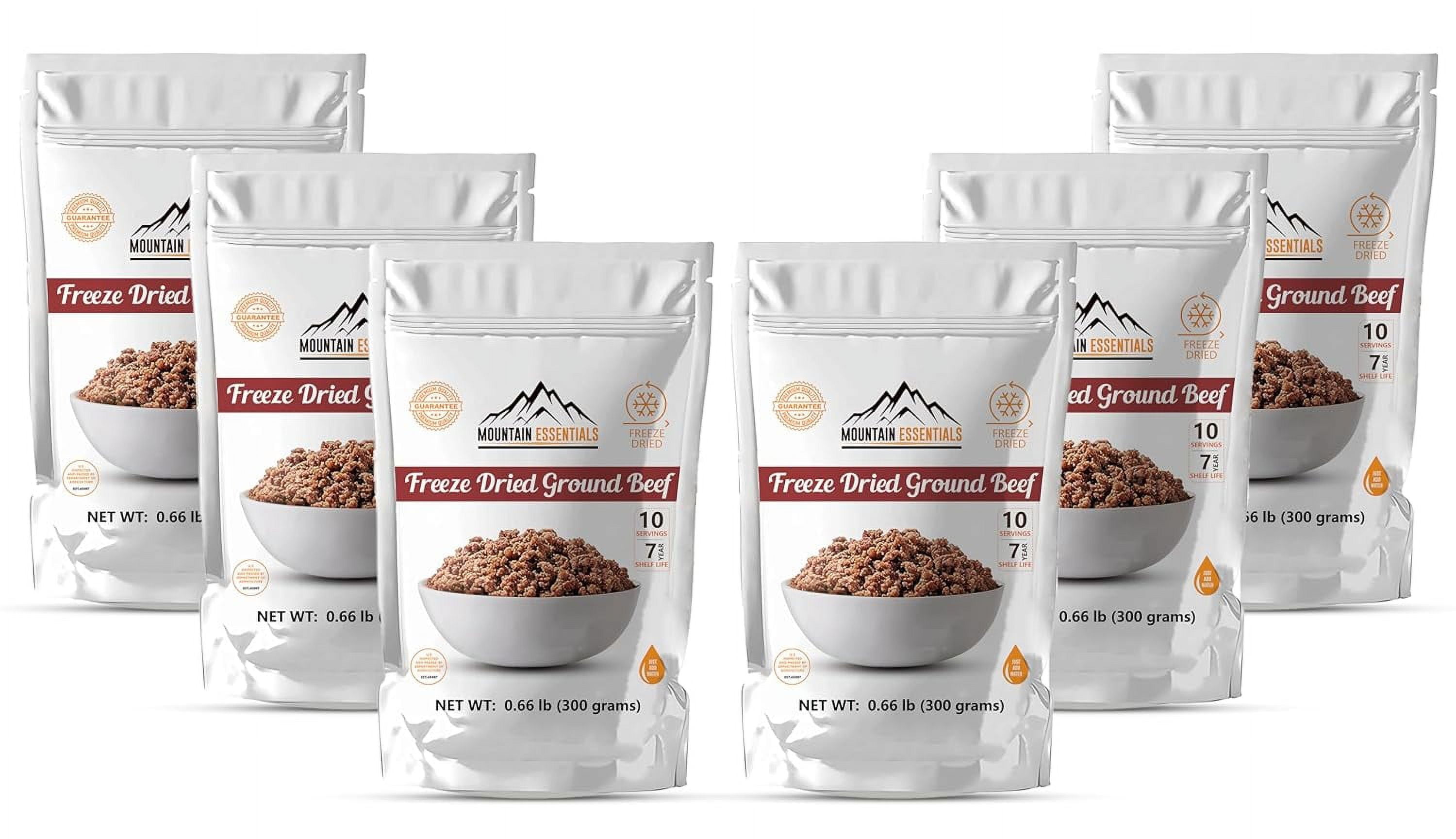 (Pack of 6) MOUNTAIN ESSENTIALS Freeze Dried Ground Beef Fully Cooked ...