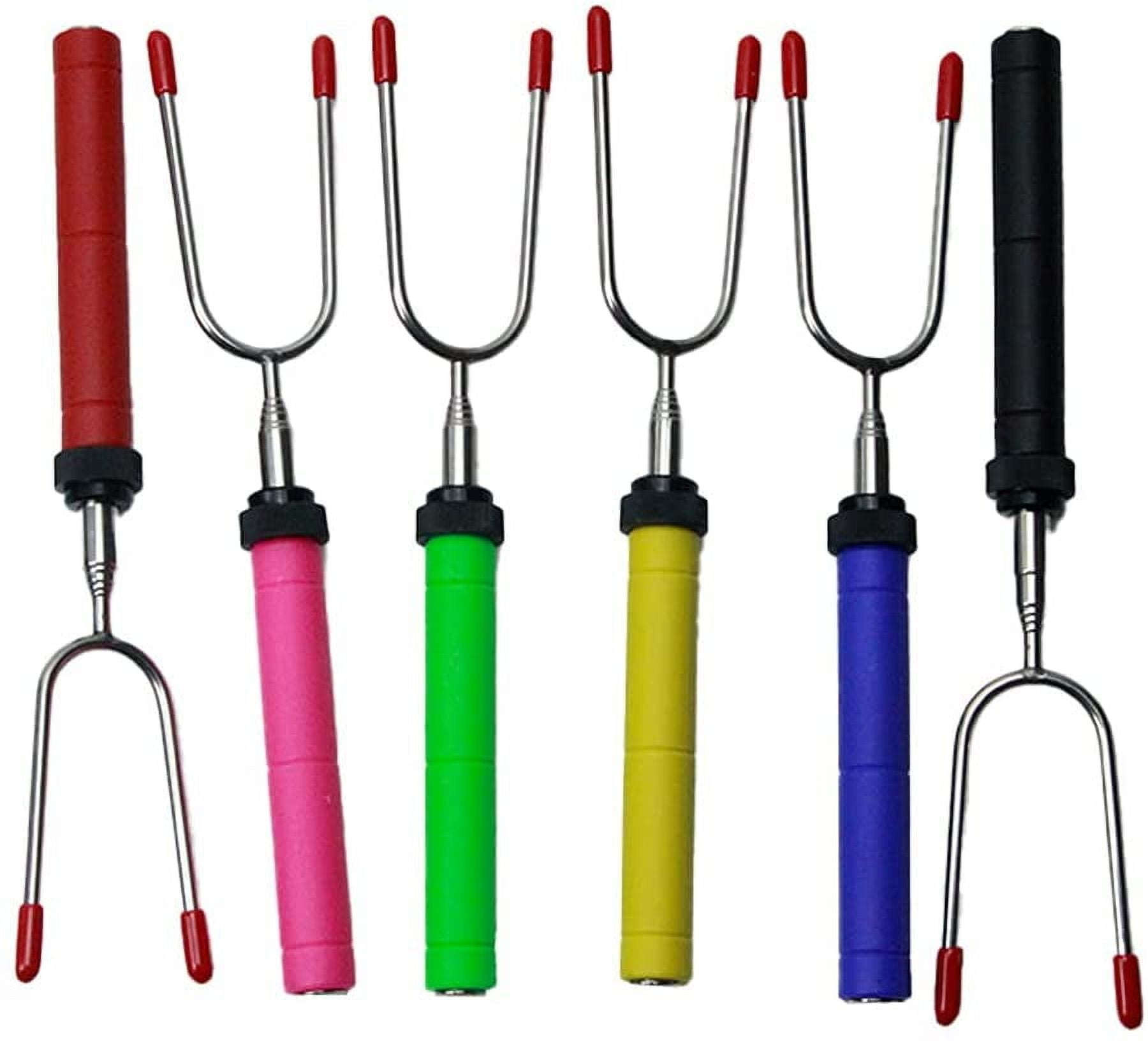 Pack of 6 Marshmallow Roasting Sticks Telescoping Rotating Forks ...