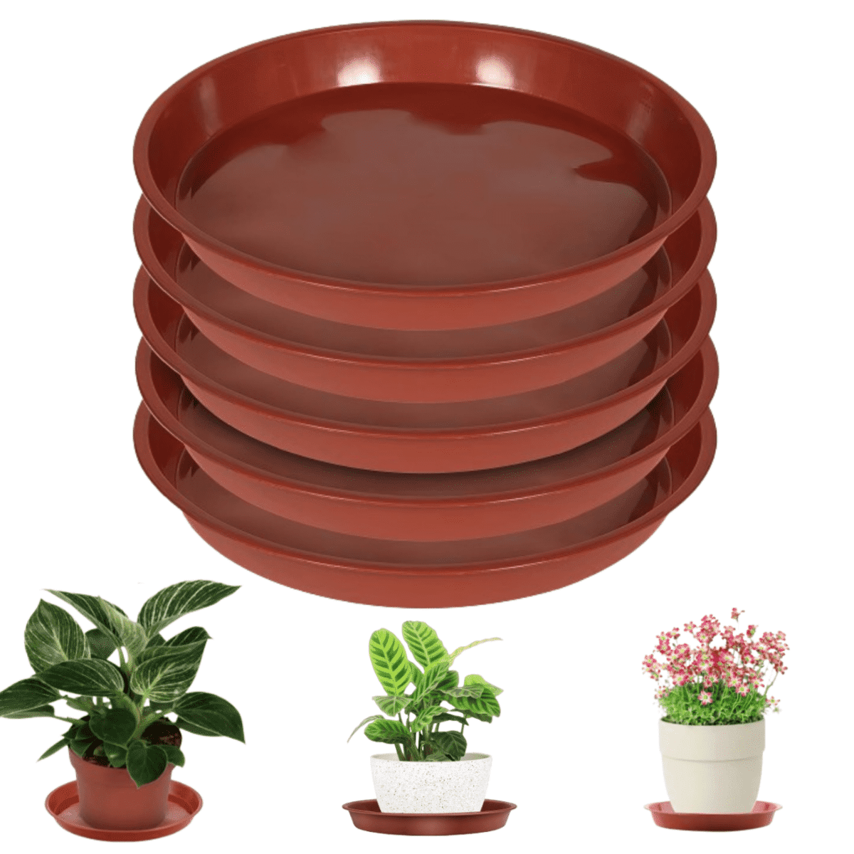Pack of 6 Plant Pot Saucers, 10inch(26cm) Round Plant Pots Trays,Indoor ...