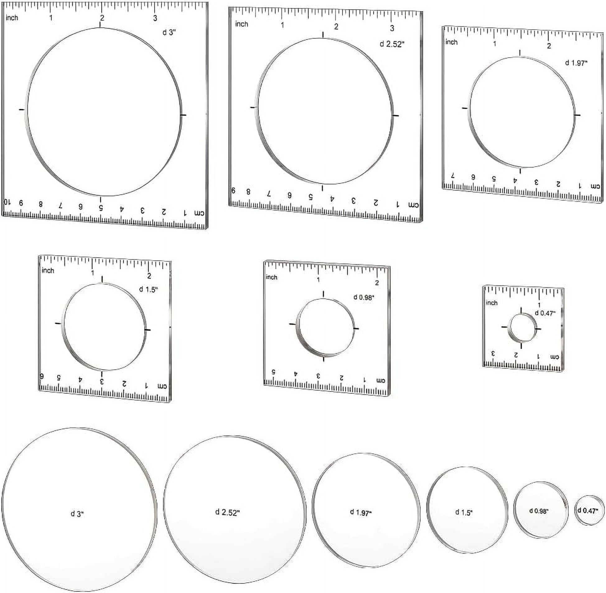 Pack of 6 Router Templates Circle Inlay Templates Clear Drawing Scale ...
