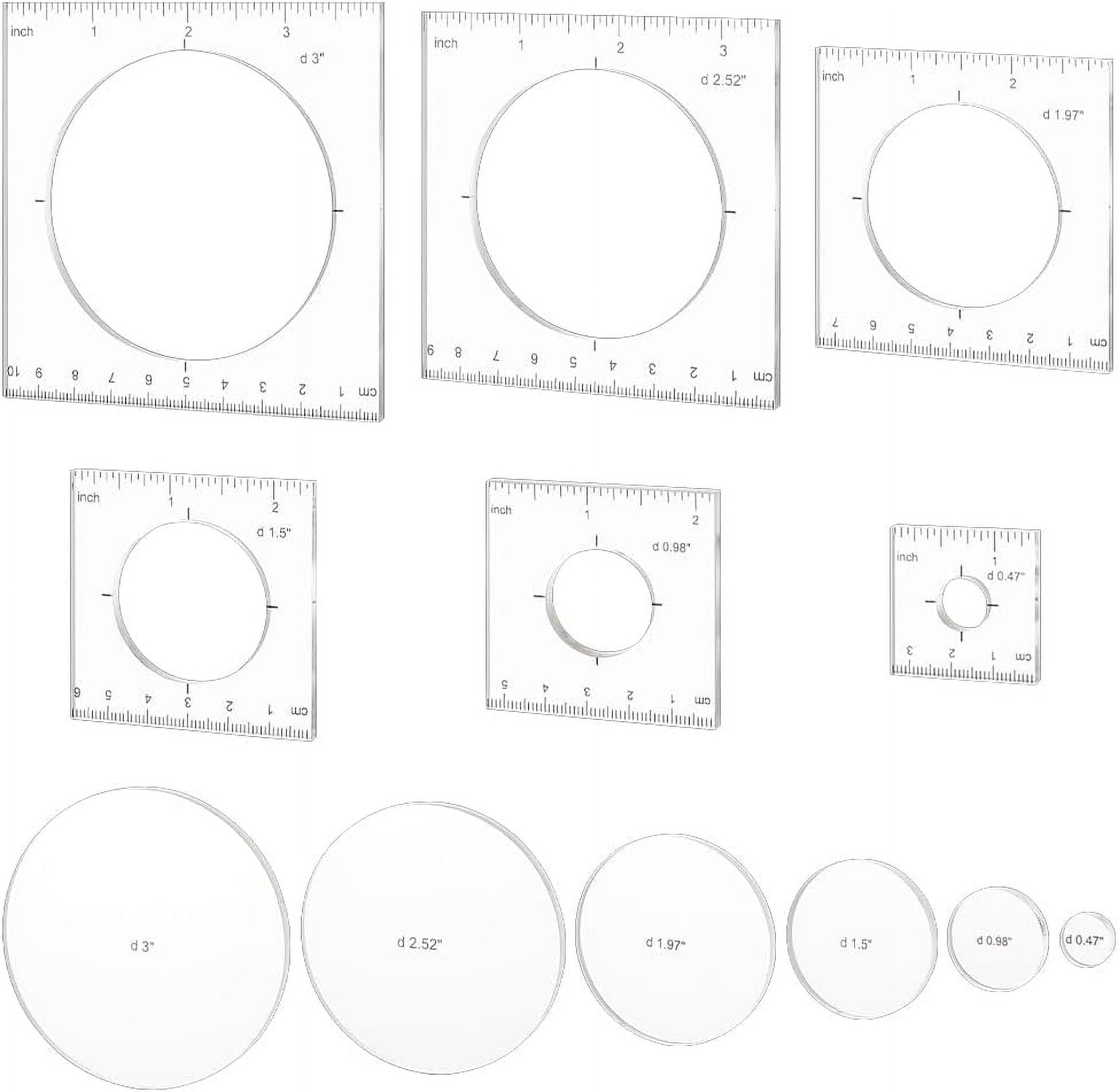 Pack of 6 Router Templates Circle Inlay Templates Clear Drawing Scale ...