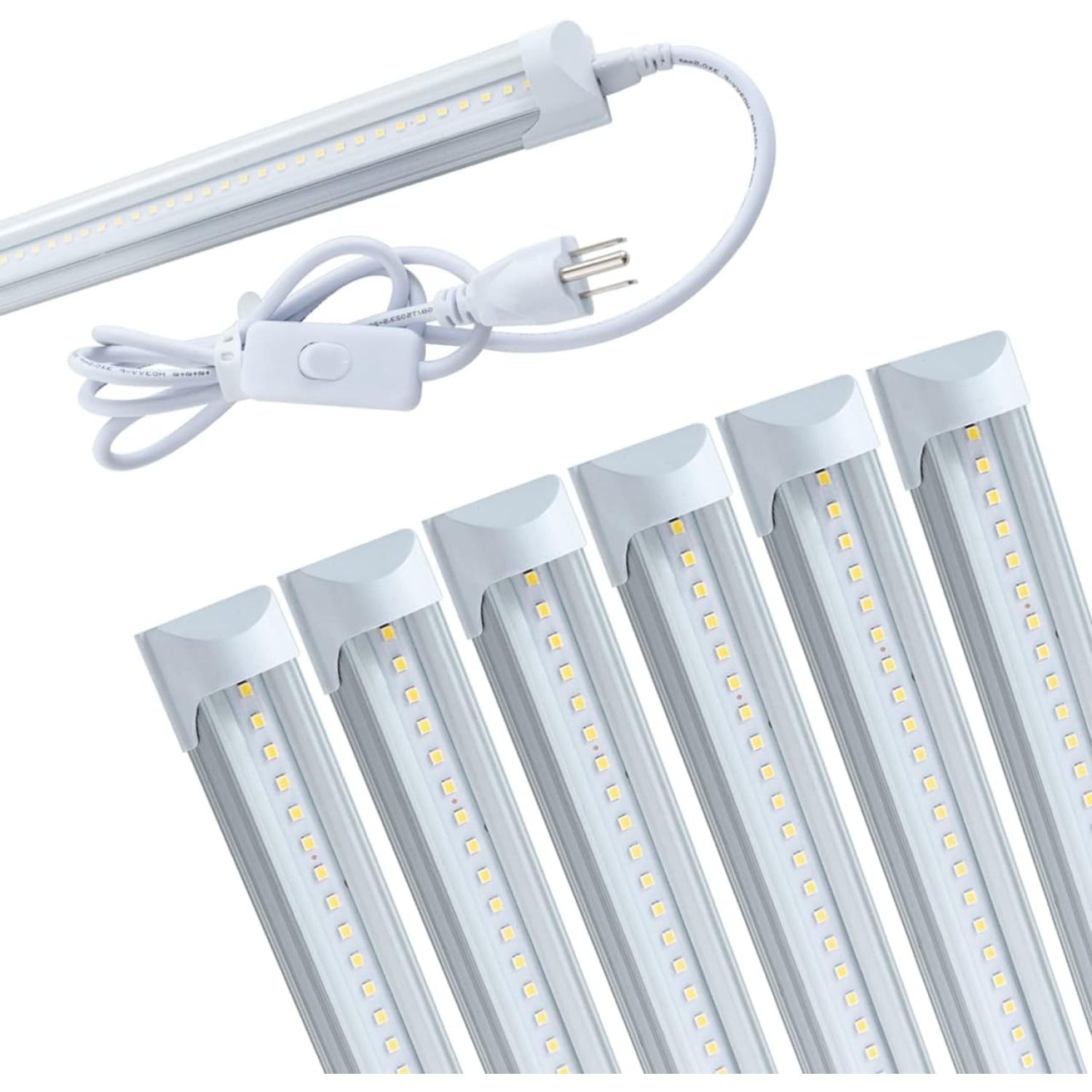 (Pack of 6)T8 4FT LED Integrated Tube Light Fixture, 24W Shop Light ...