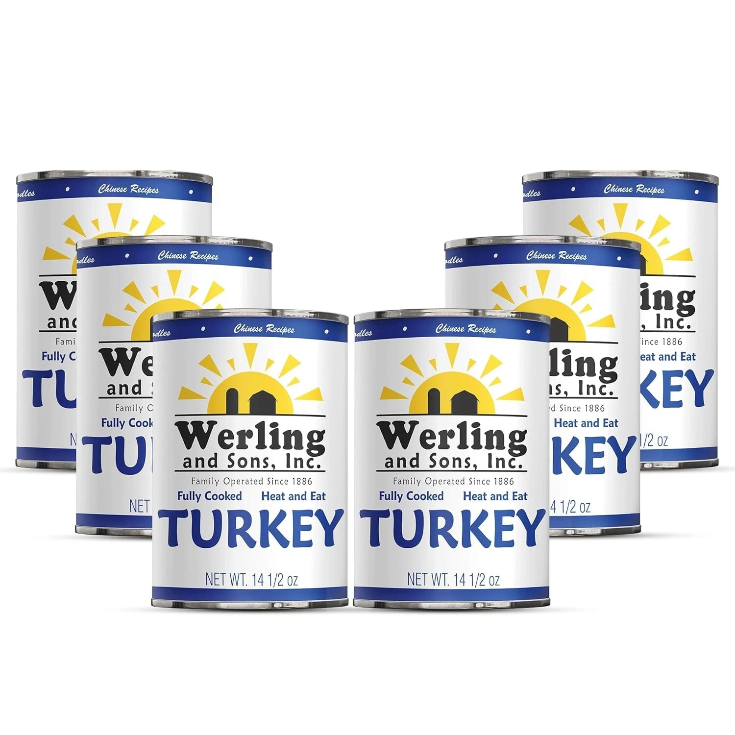 (Pack of 6) Werling & Sons Fully Cooked Canned Turkey Meat 14.5 Oz Heat ...