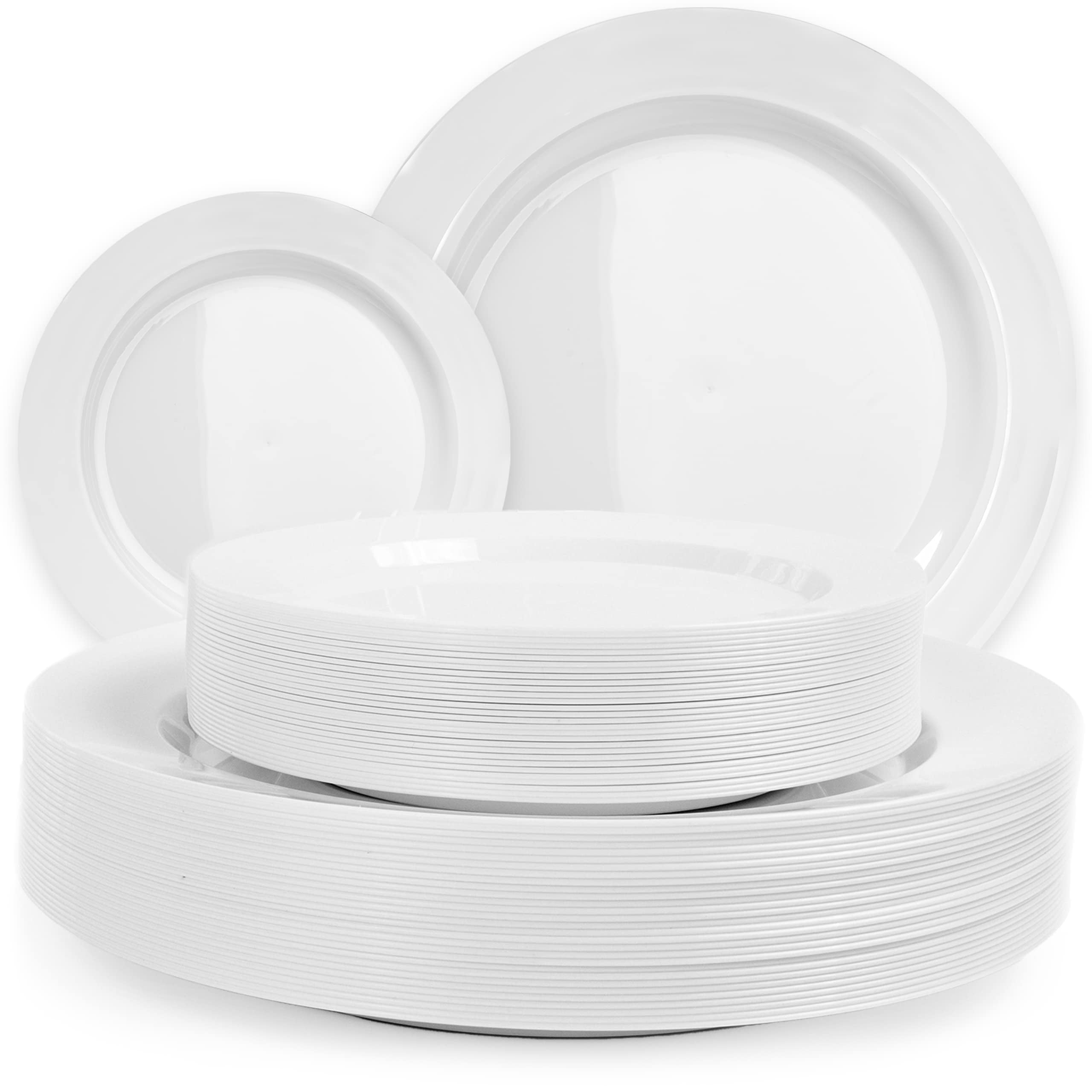 Pack of 60 White TSF6 Plastic Plates - Aya's Heavy Duty Disposable Set ...