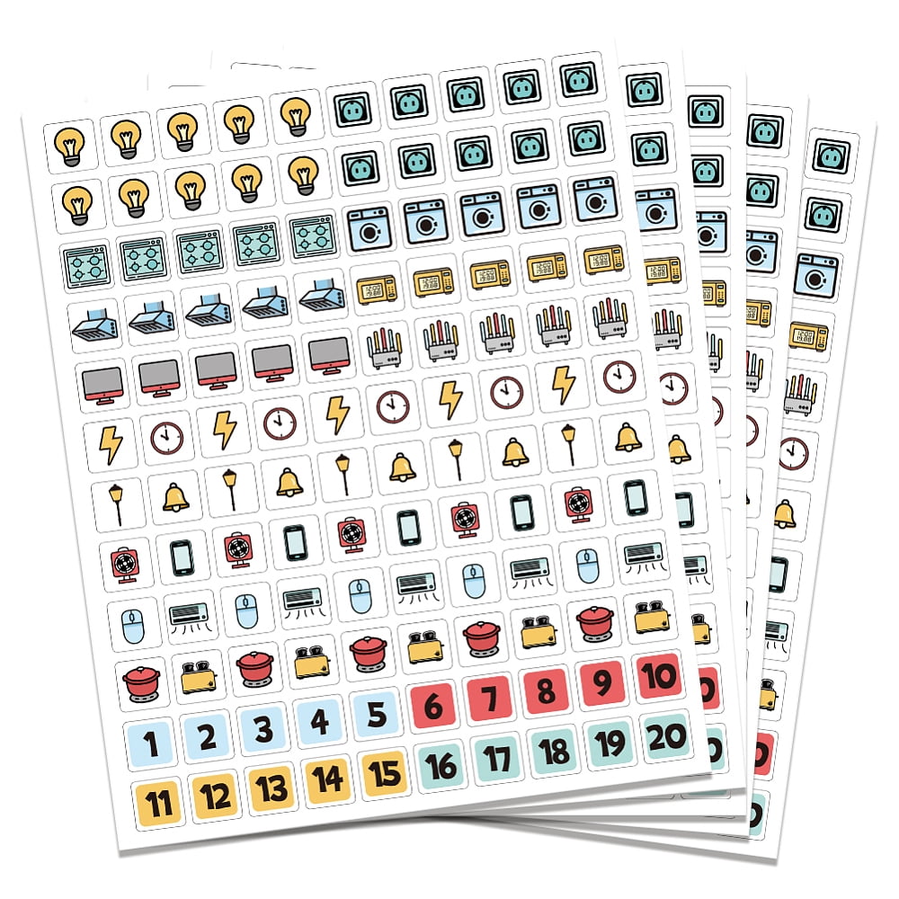 Pack of 600 Light Switch Sticker Labels 38 Designs Multicolor Switch ID ...