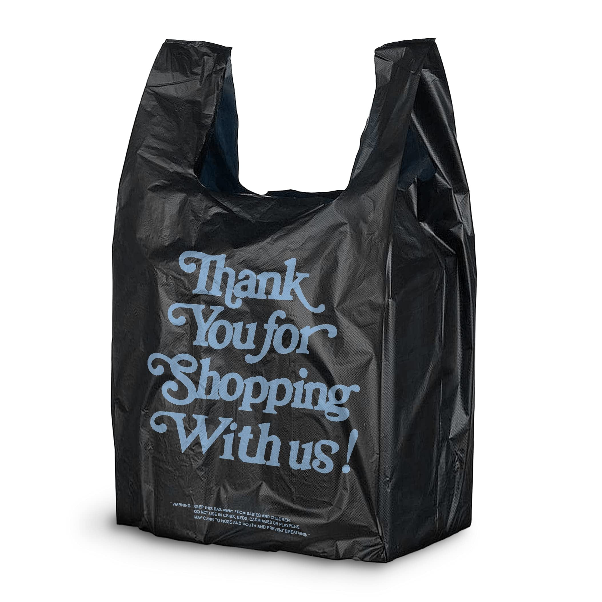 Pack of 700 Thank You Plastic Bags 12 x 6 x 22. Chocolate Carry-Out T ...