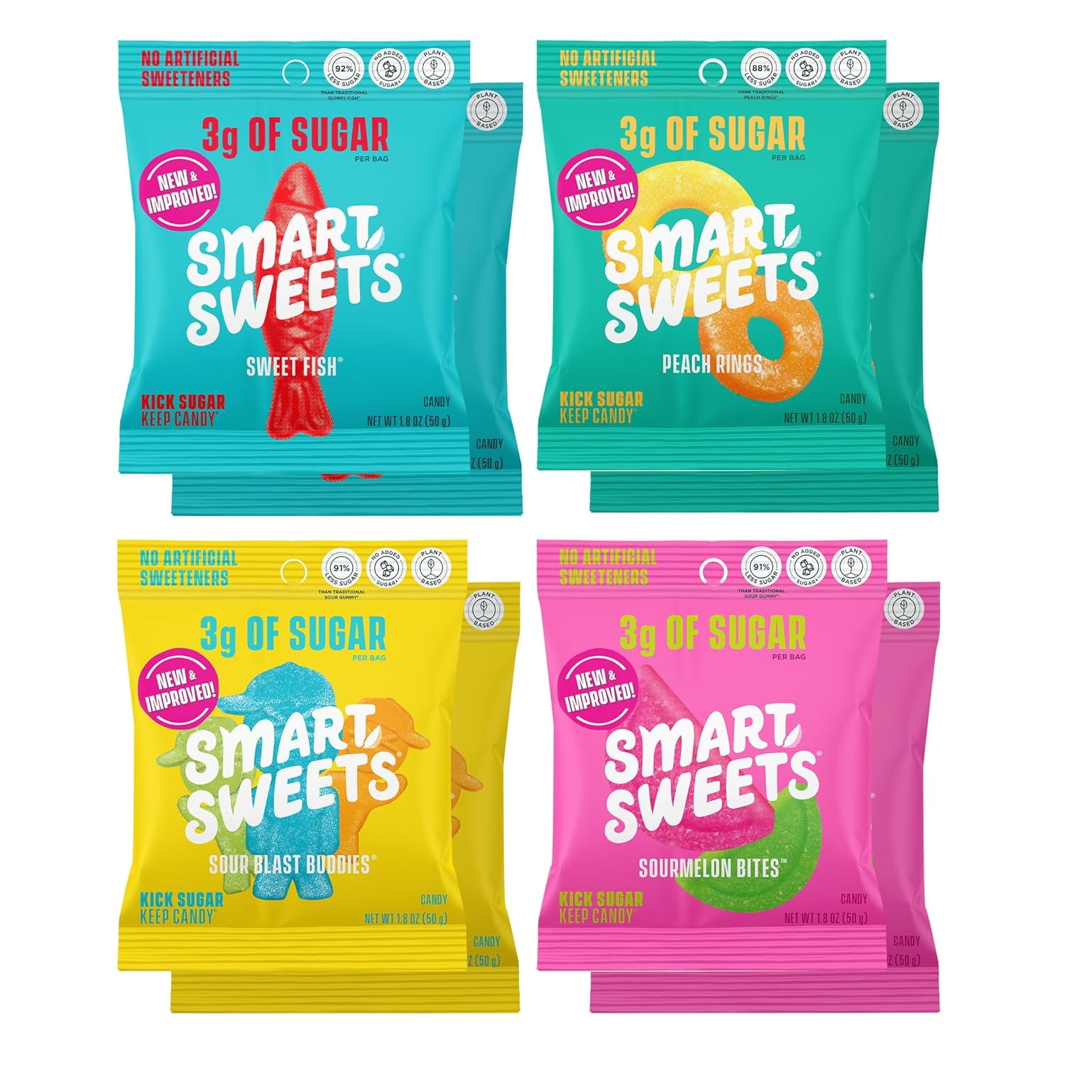Pack of 8 - 1.8oz Variety Pack Candy With Low Sugar & Calorie, Healthy ...
