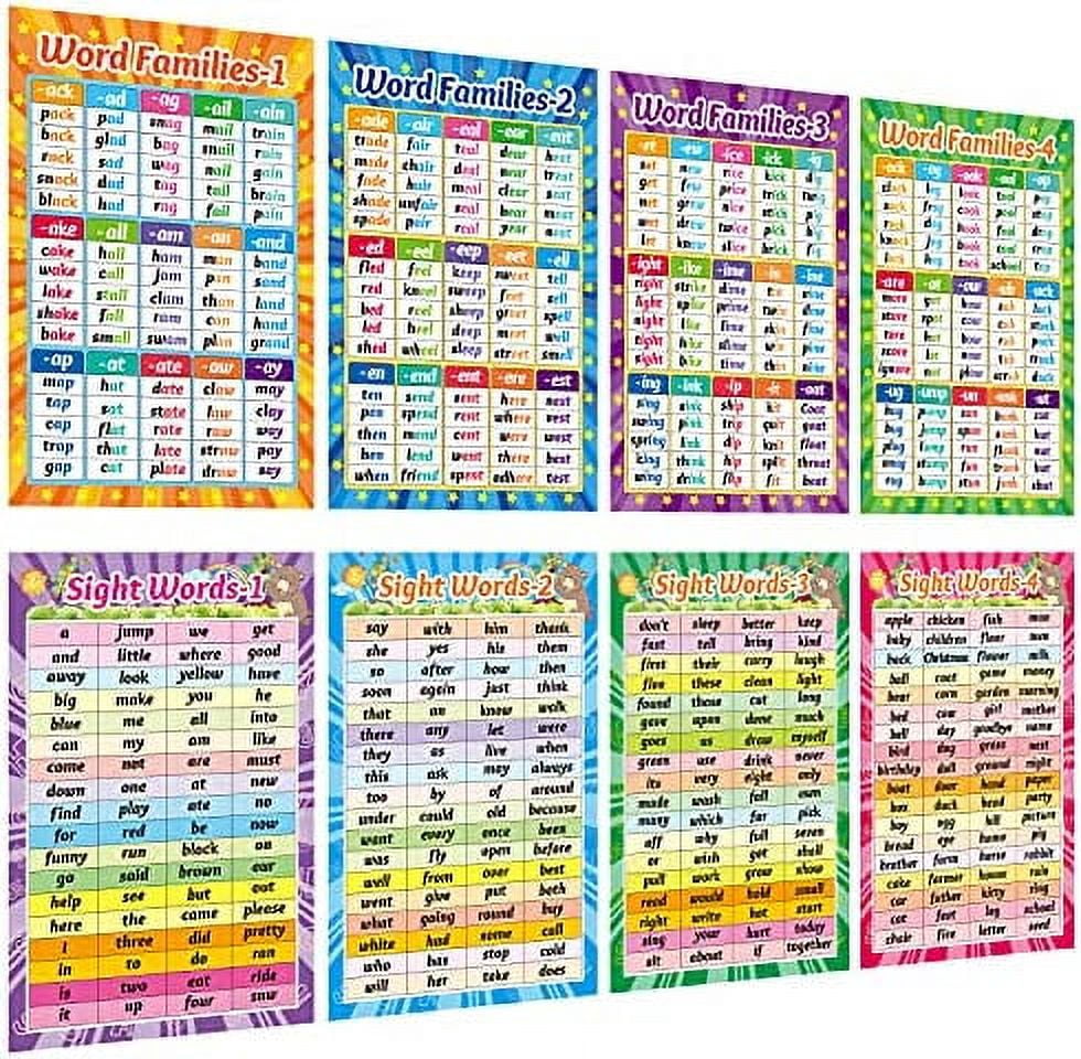 Pack of 8 11"x17" Sight Words and Word Families Posters Classroom ...