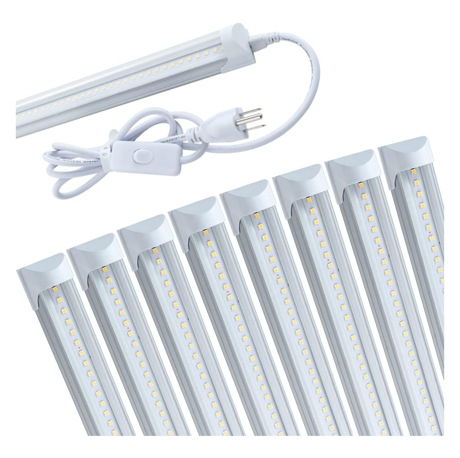 (Pack of 8 4FT T8 Led Integrated Tube Light Fixture 24W Bright White ...