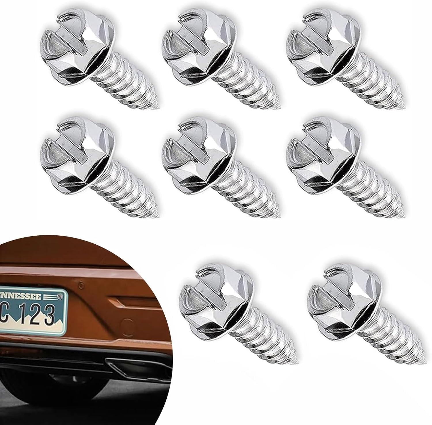 Pack-8 Car License Plate Frame Screw Kit, Stainless Steel Rust-Proof ...