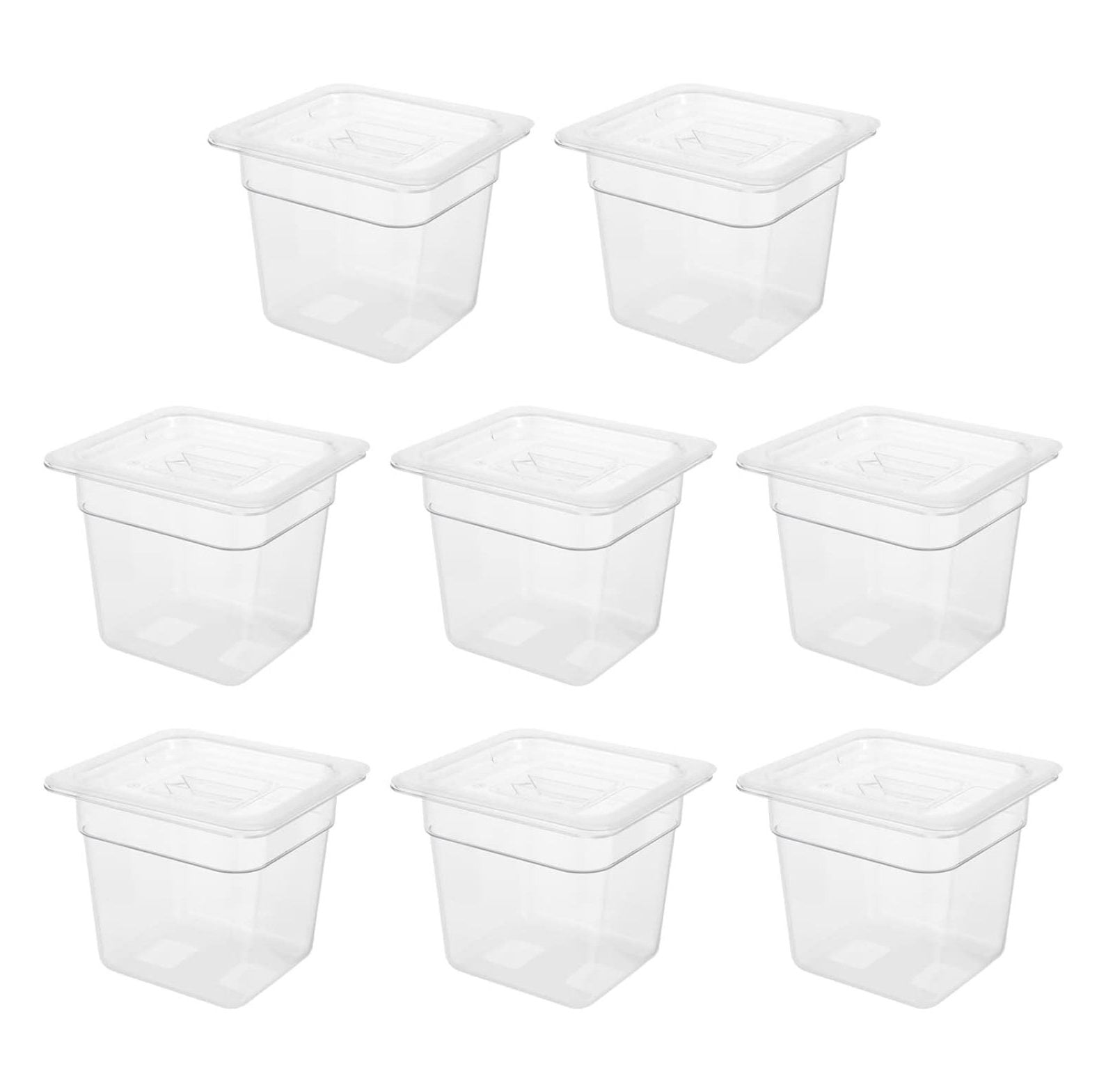 Pack of 8 Clear 1/6 Size, 6'' Deep Food Pan PC Square Food Storage ...