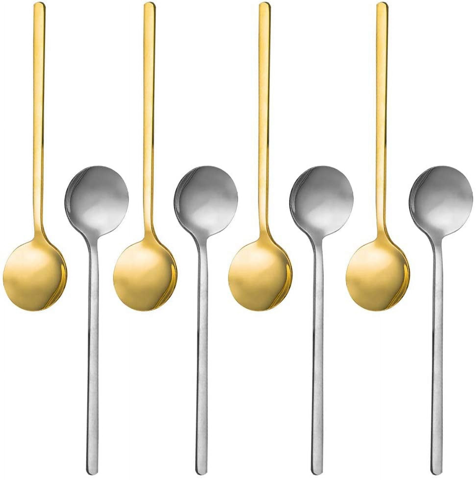 Pack of 8, Gold & Silver Plated Stainless Steel Espresso Spoons ...