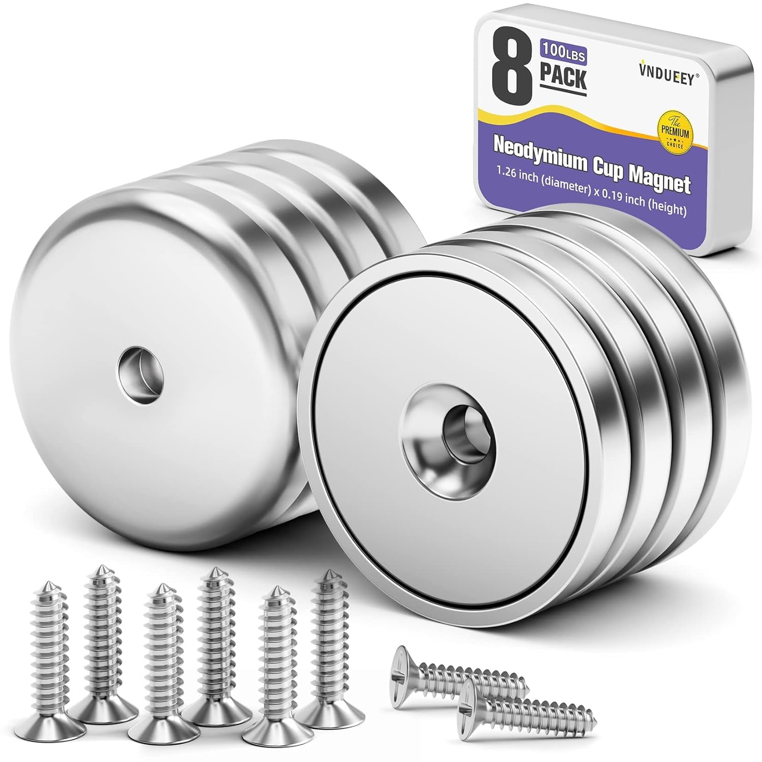 VNDUEEY, Neodymium Magnet Cup, 100 LBS Pull Force, 8 Pack - Walmart.com