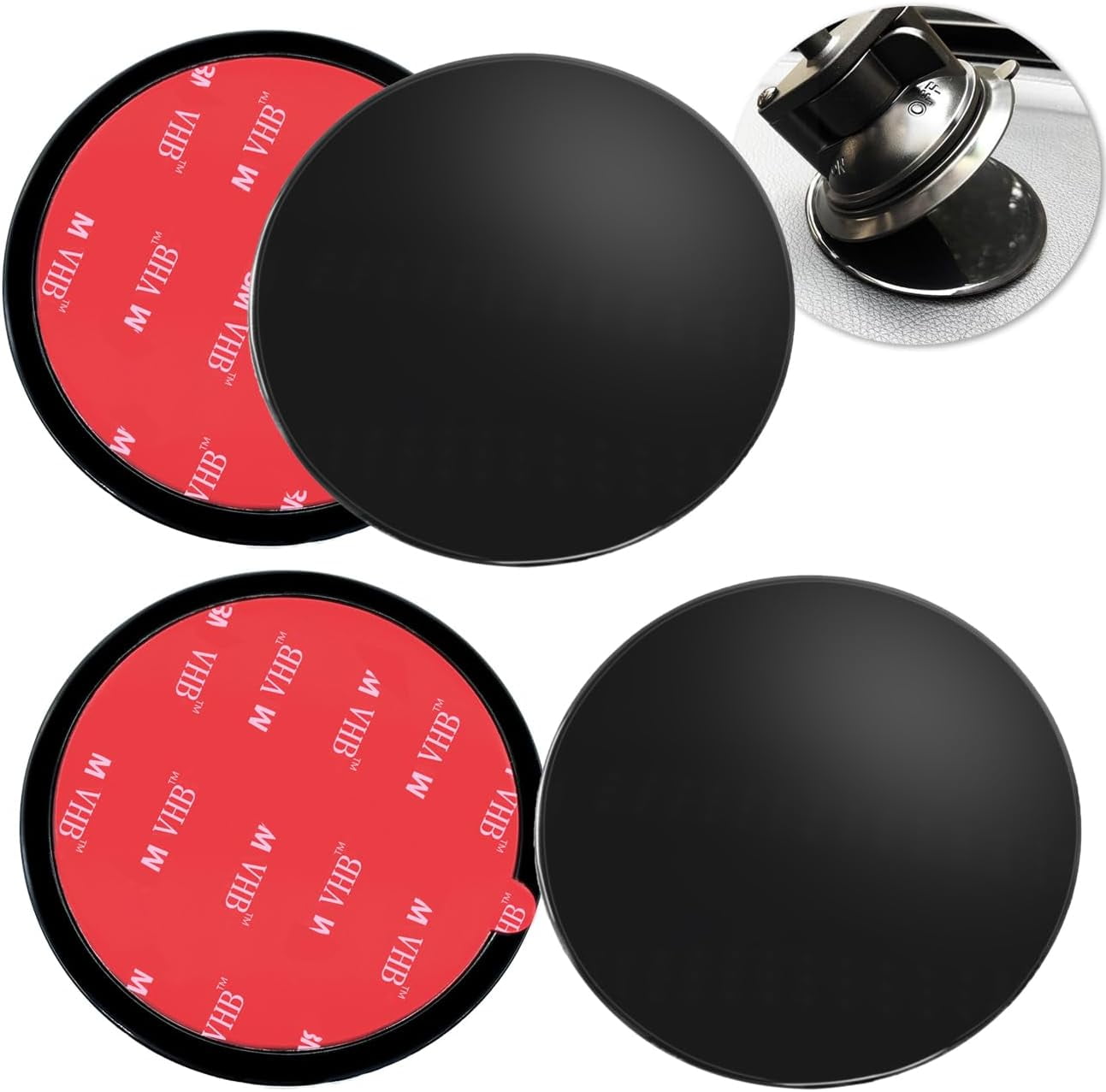 Pack 95mm Black Adhesive Dashboard Pad Mounting Disk, Mounting Disk for ...
