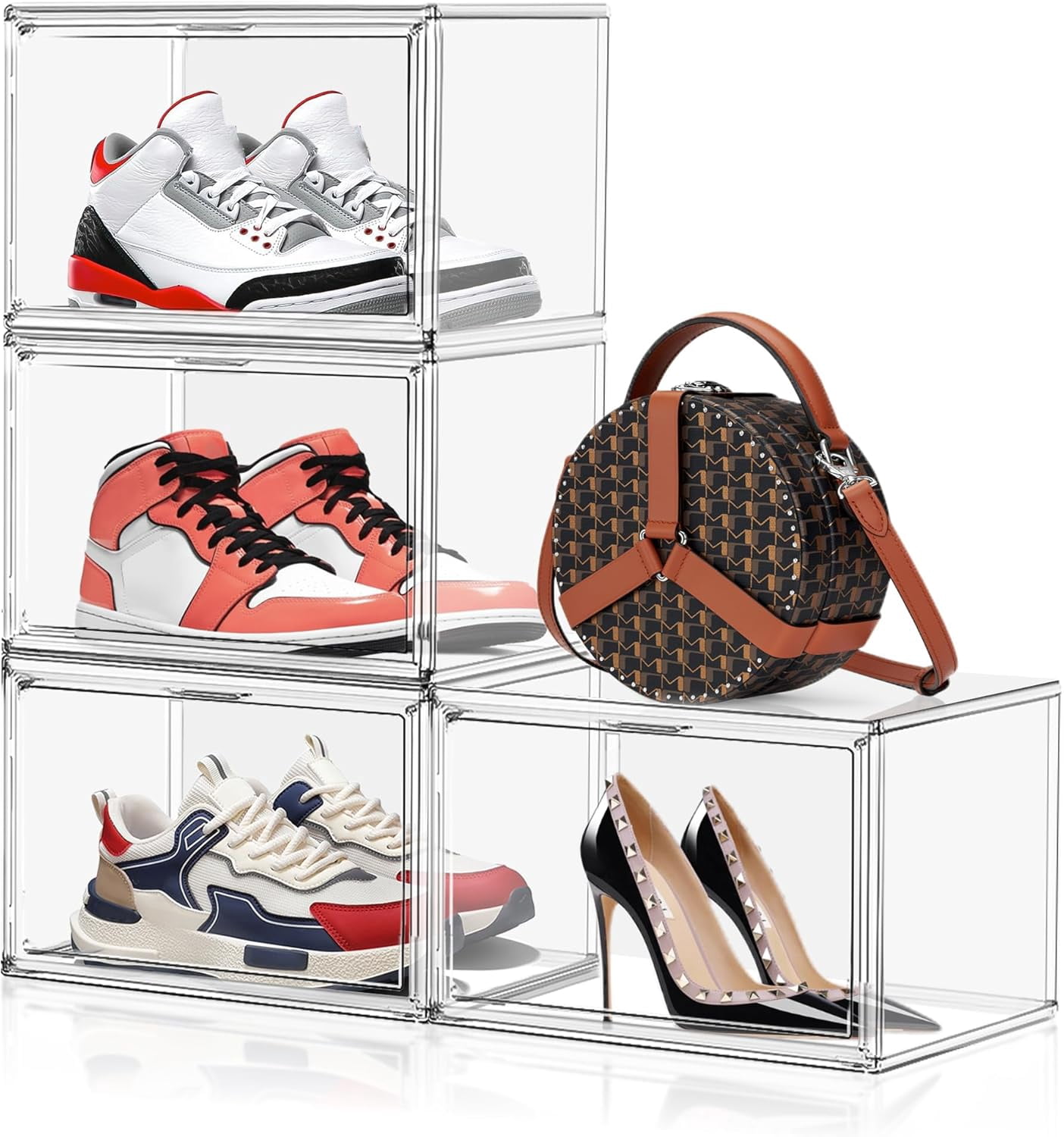 Pack Acrylic Clear Shoe Storage Boxes Size Transparent Display Case for ...