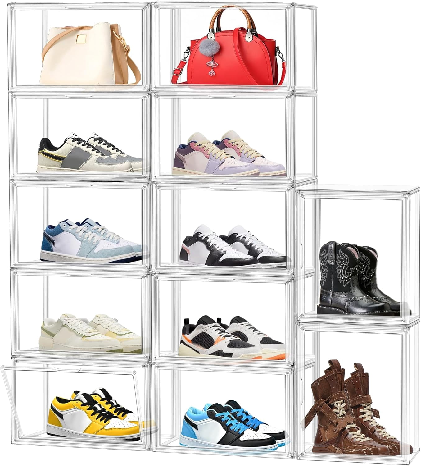 Pack Acrylic Clear Shoe Storage Boxes Size Transparent Display Case for ...