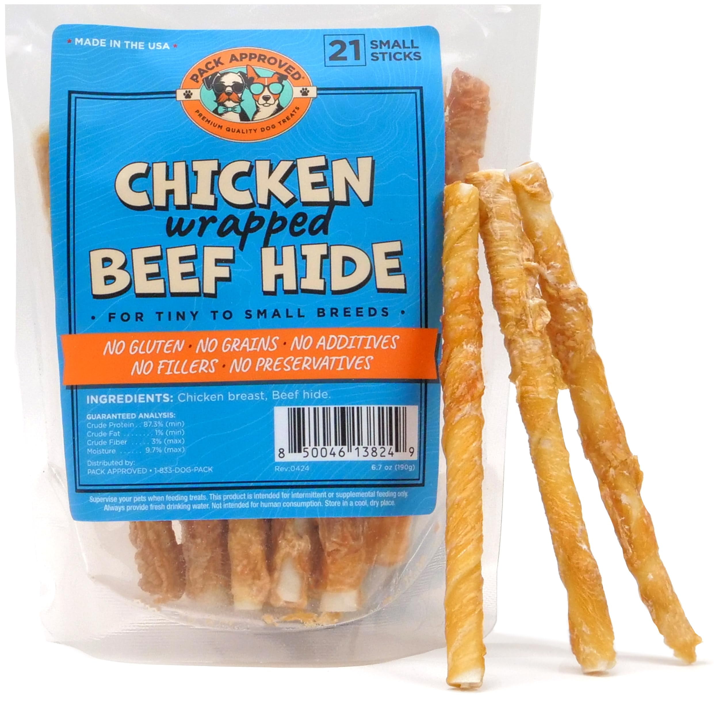 Pack Approved ChickenEGSC Wrapped Beef Hide Sticks - Long Lasting Dog ...