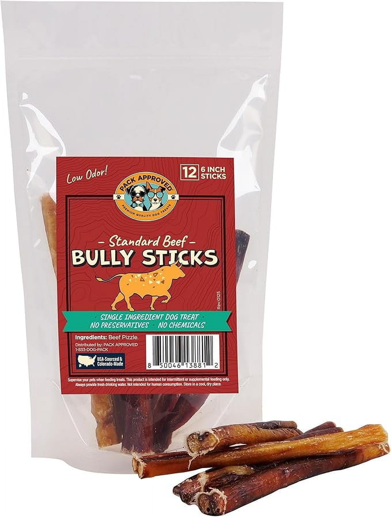 Pack Approved Standard Beef Bully Sticks for Medium Dogs - Long Lasting ...