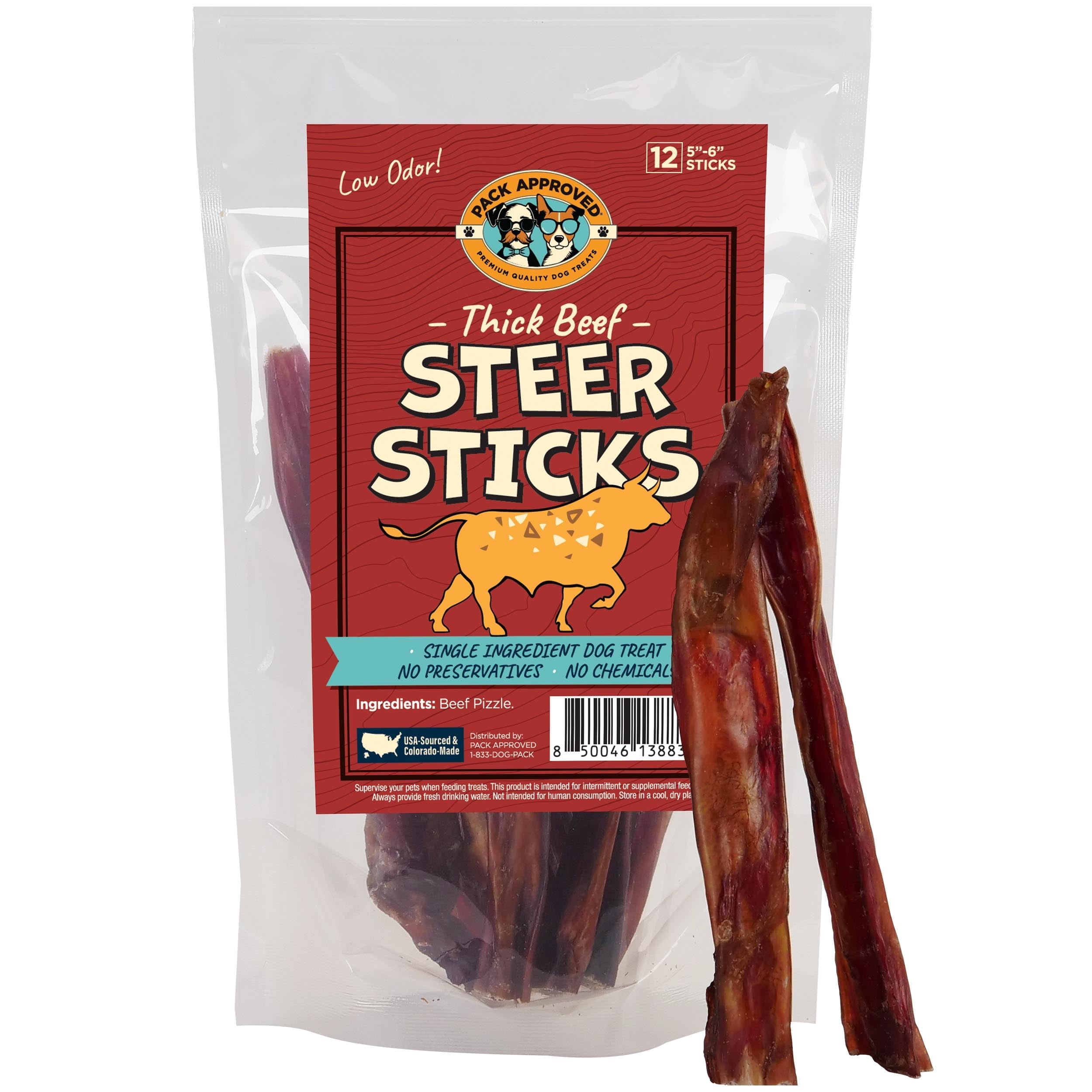 Pack Approved Thick Steer Bully Sticks for Medium Dogs & Small Breeds ...
