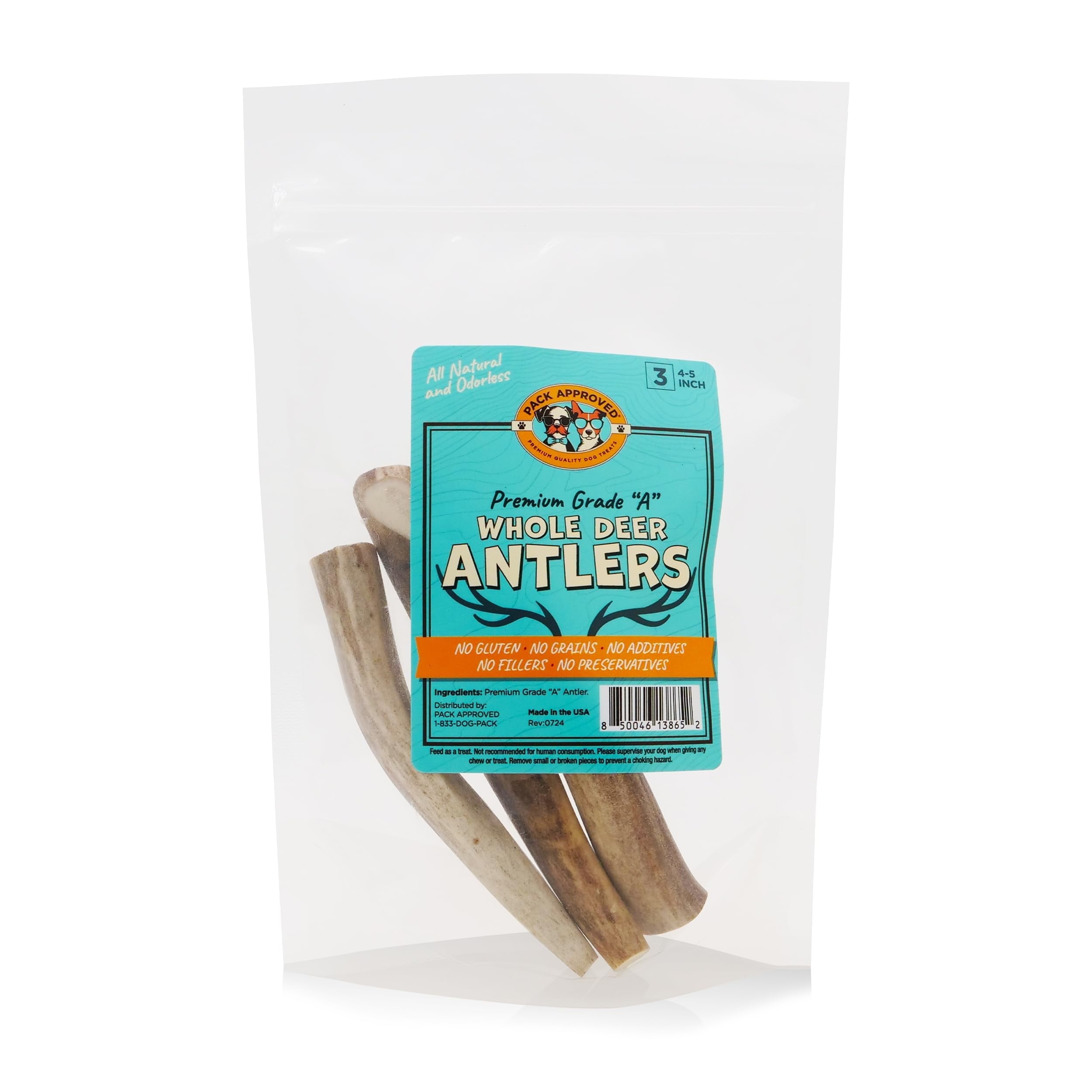 Pack Approved Whole Deer Antler for Dogs - Long Lasting Dog Chews for ...