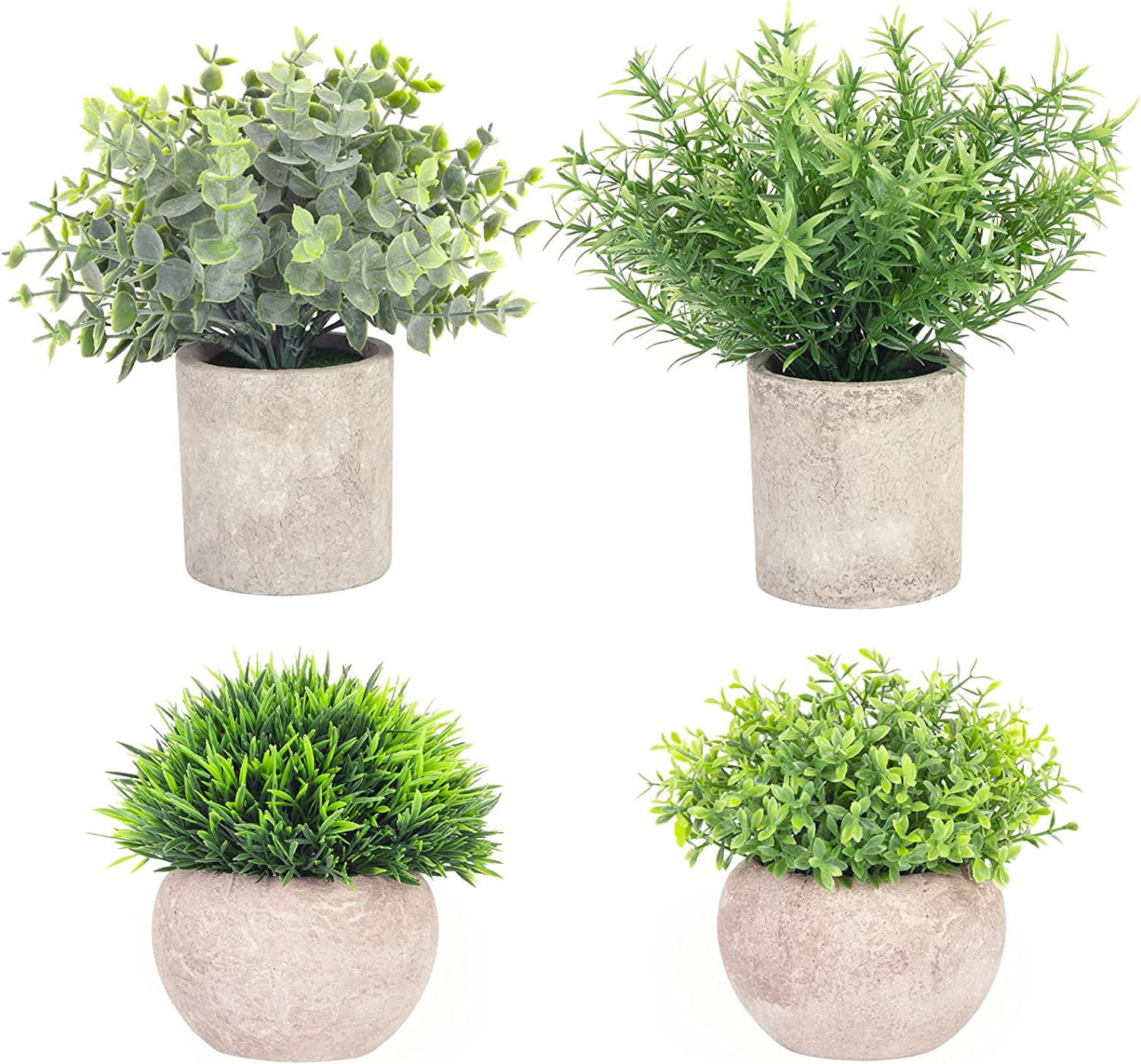 Pack Artificial Mini Potted Plants Fake Small Greenery Eucalyptus ...