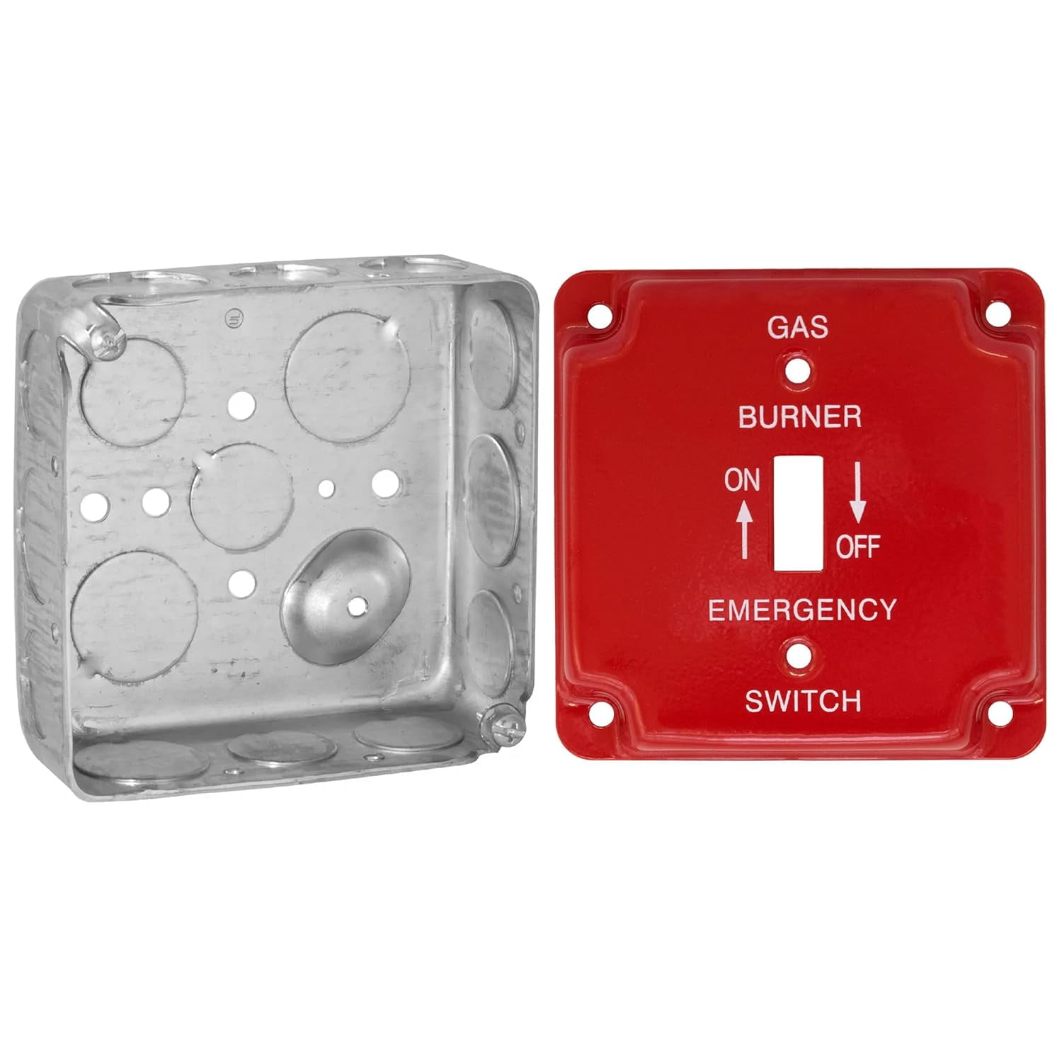 (Pack of Box and Cover) 4" Square Electrical Box, Emergency Gas Shut ...