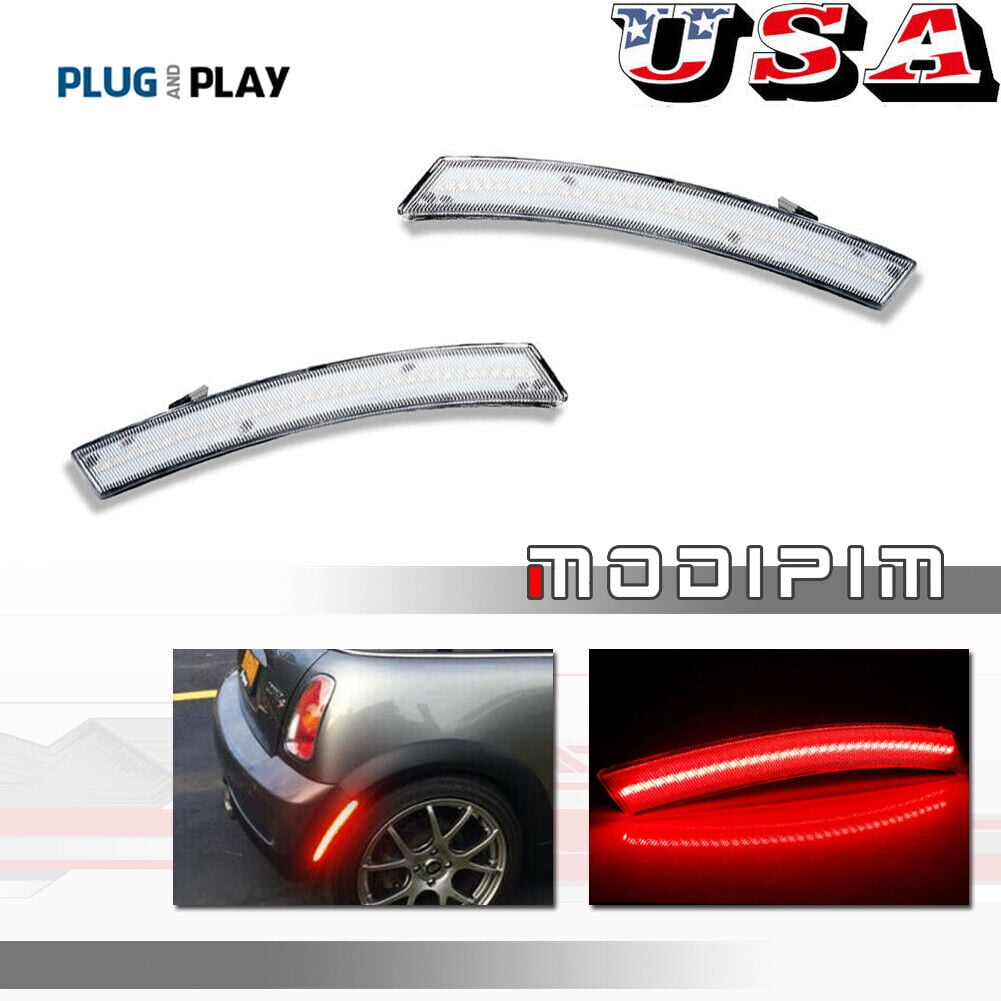 Pack Clear Lens Rear Side Marker Red LED Lights for Mini Cooper R50 R52 ...