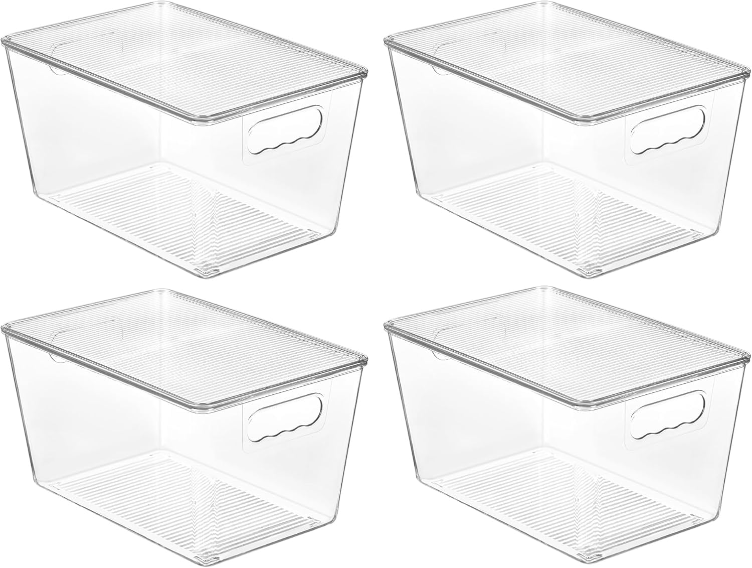 Pack Clear Stackable Storage Bins with Lids, Large Plastic Containers ...