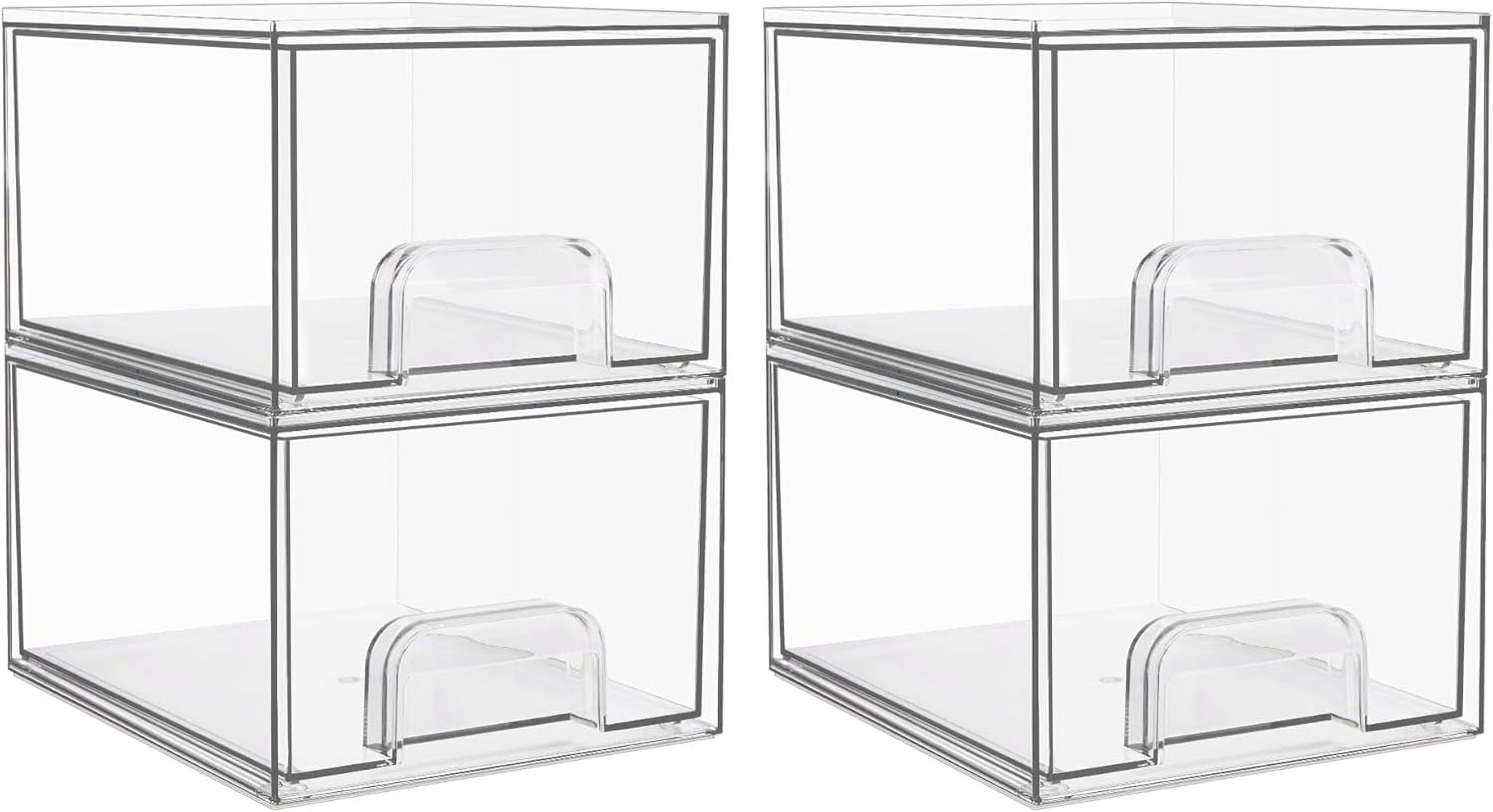 Pack Clear Stackable Storage Drawers, 4.4'' Tall Acrylic Bathroom ...