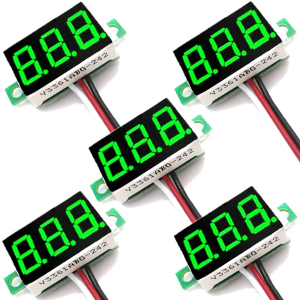 pack) dc 0-30v 3-wire voltmeter 3-digit led display panel volt meter ...