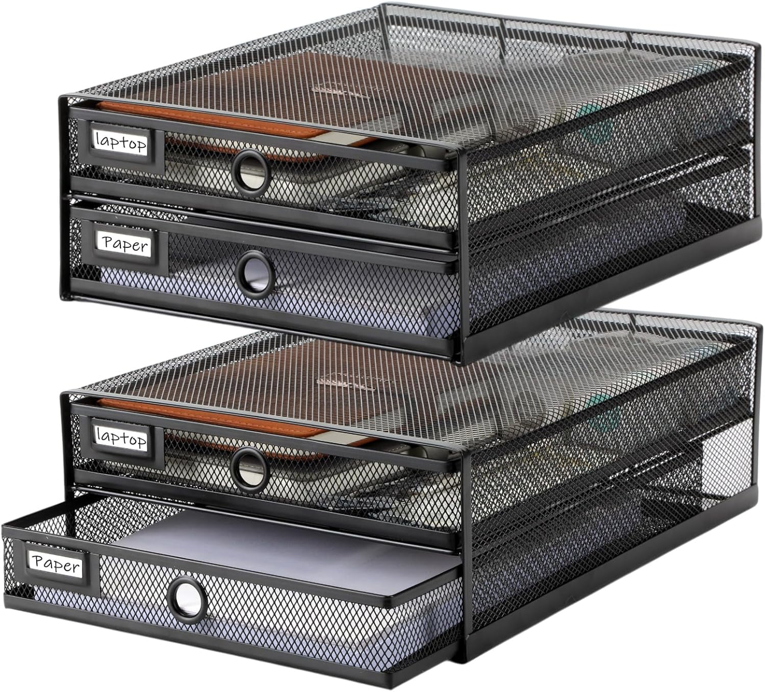 Pack Desk Organizer with Drawer Total 4 Tiers, Wire Mesh Organizers ...