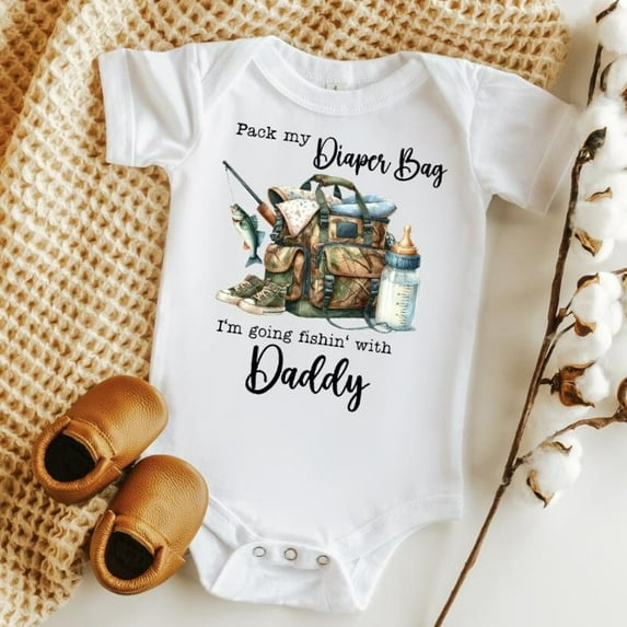 Pack My Diaper Bag I'M Going Fishing With Daddy Baby Bodysuit, Gender ...