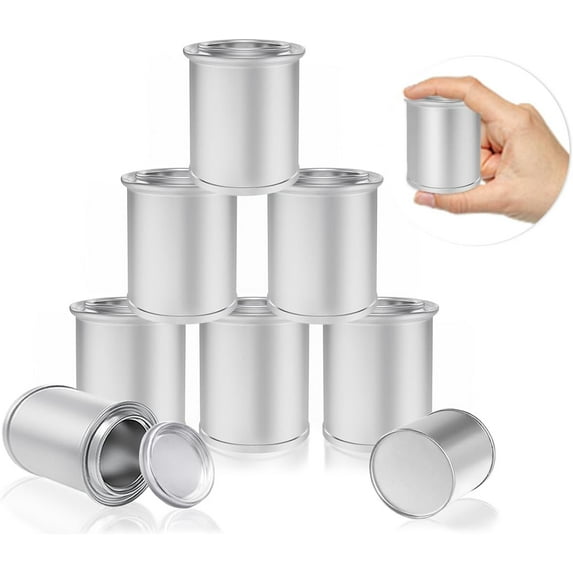 Pack Empty Metal Paint Cans with Lids(1/4 Pint Size),1/2 Cup Capacity ...