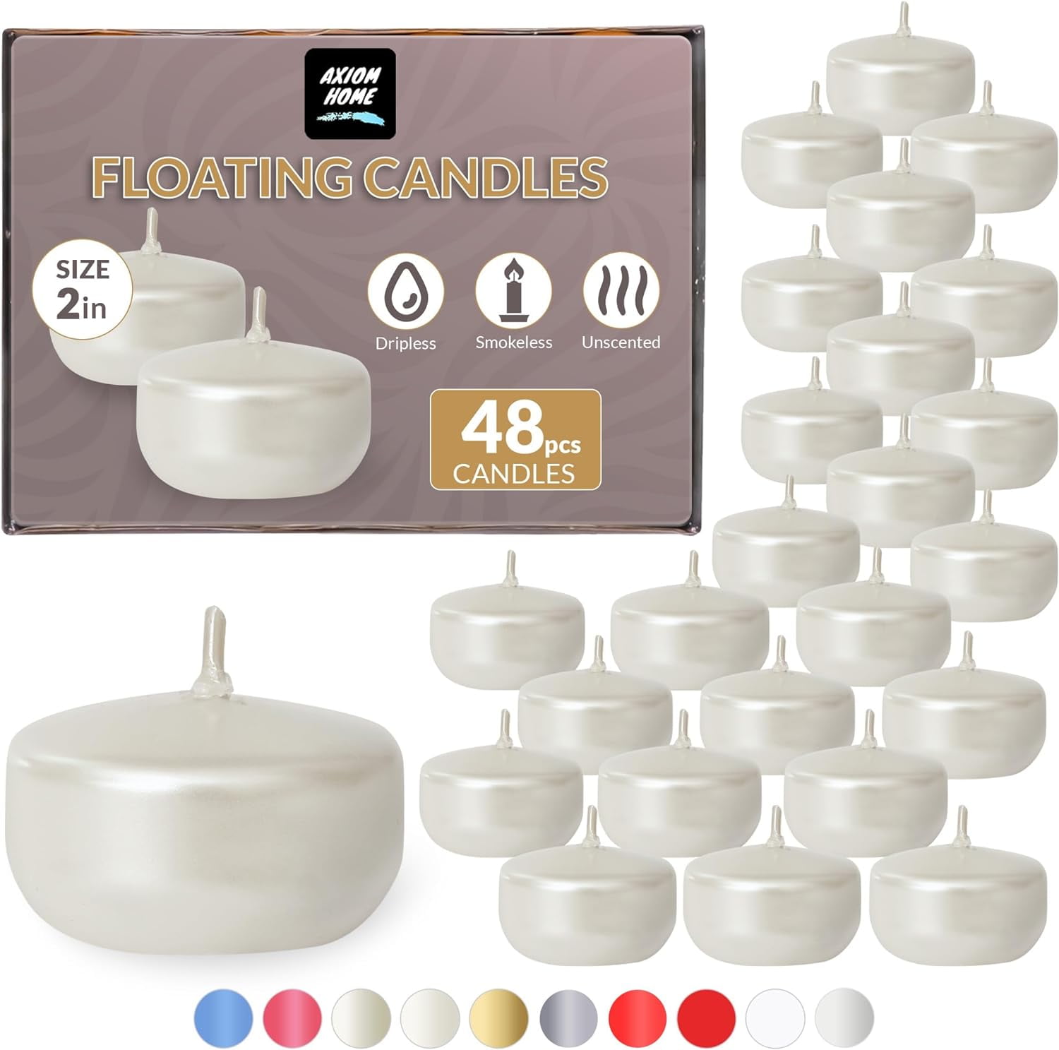 Pack of Floating Candles - 4 Hours Burning Time Dripless Floating ...
